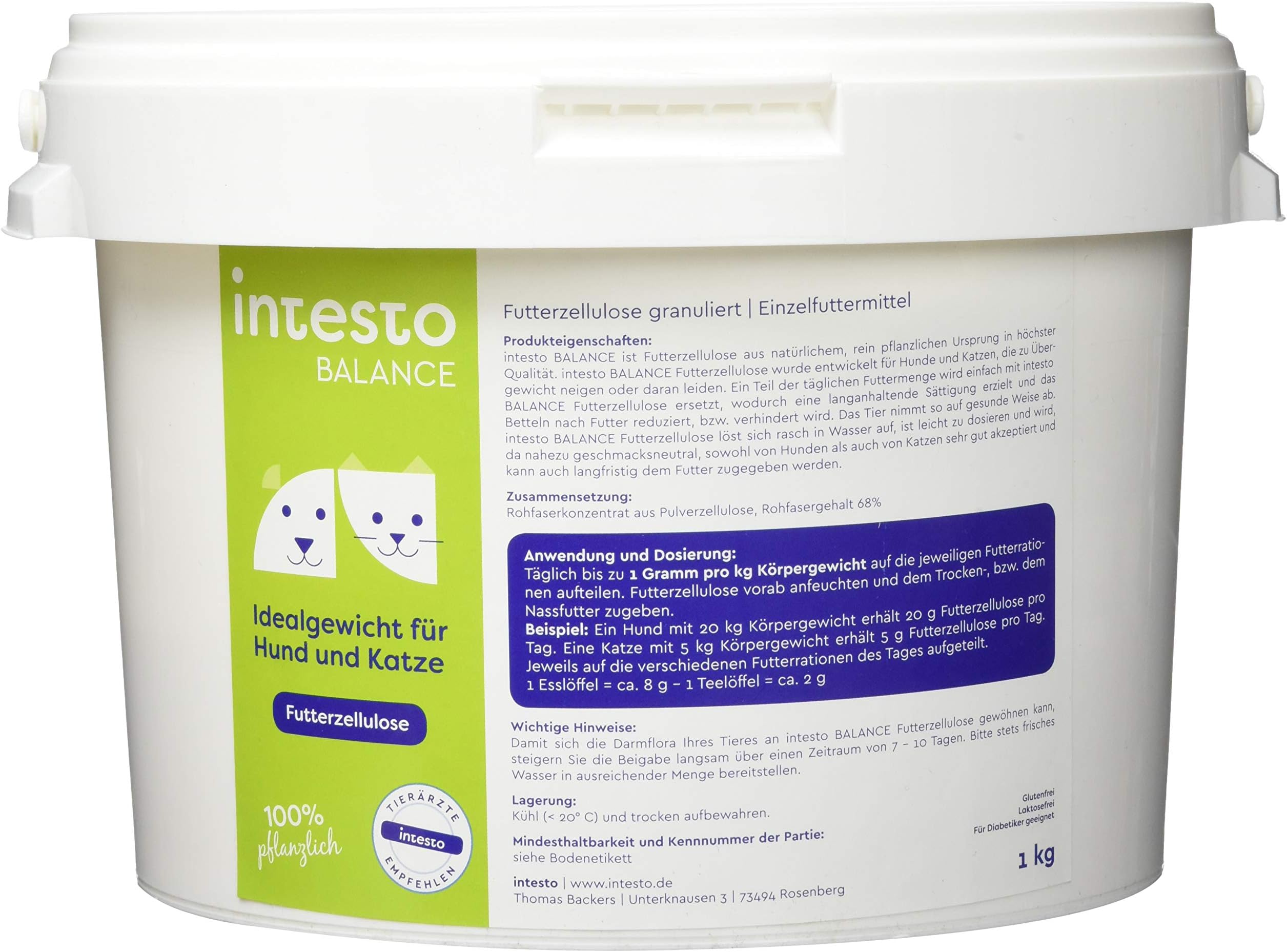 intesto Futterzellulose, 1kg : Amazon.de: Haustier