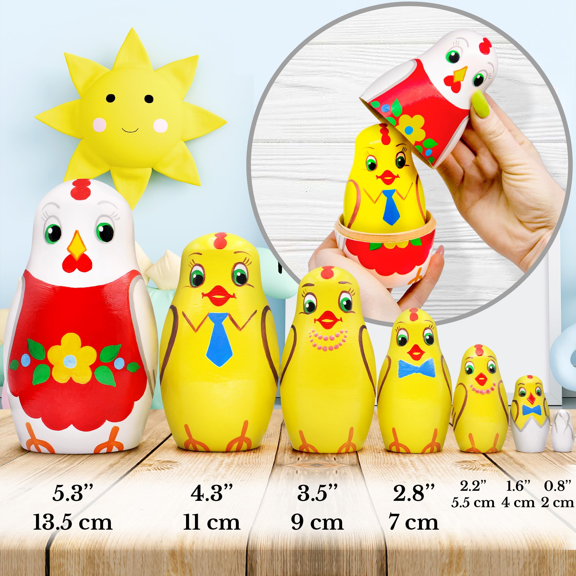 Snapklik.com : AEVVV Chicken Nesting Dolls Set Of 7 Pcs