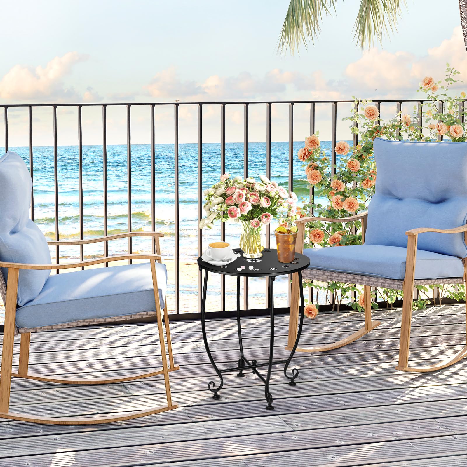 Snapklik.com : Metal Outdoor End Table, Small Patio Side Table ...