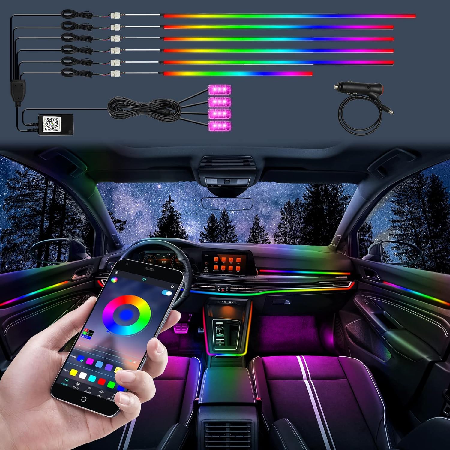 Amazon.com: WEBUPAR Dreamcolor Interior Car Lights, 10 in 1 Car LED ...