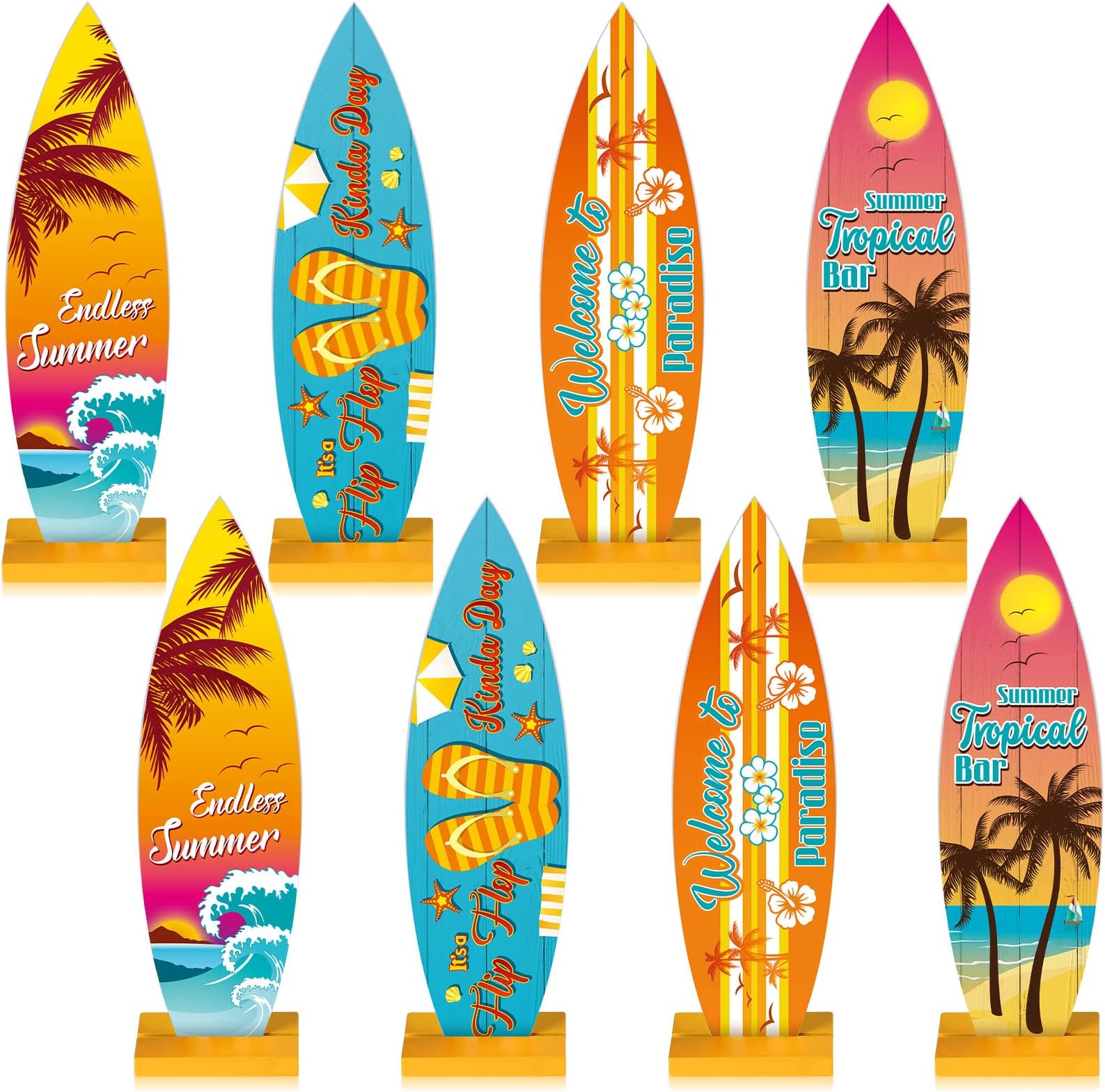 Amazon.com: 8 Pieces Surfboard Table Decorations Surfboard Beach Signs ...
