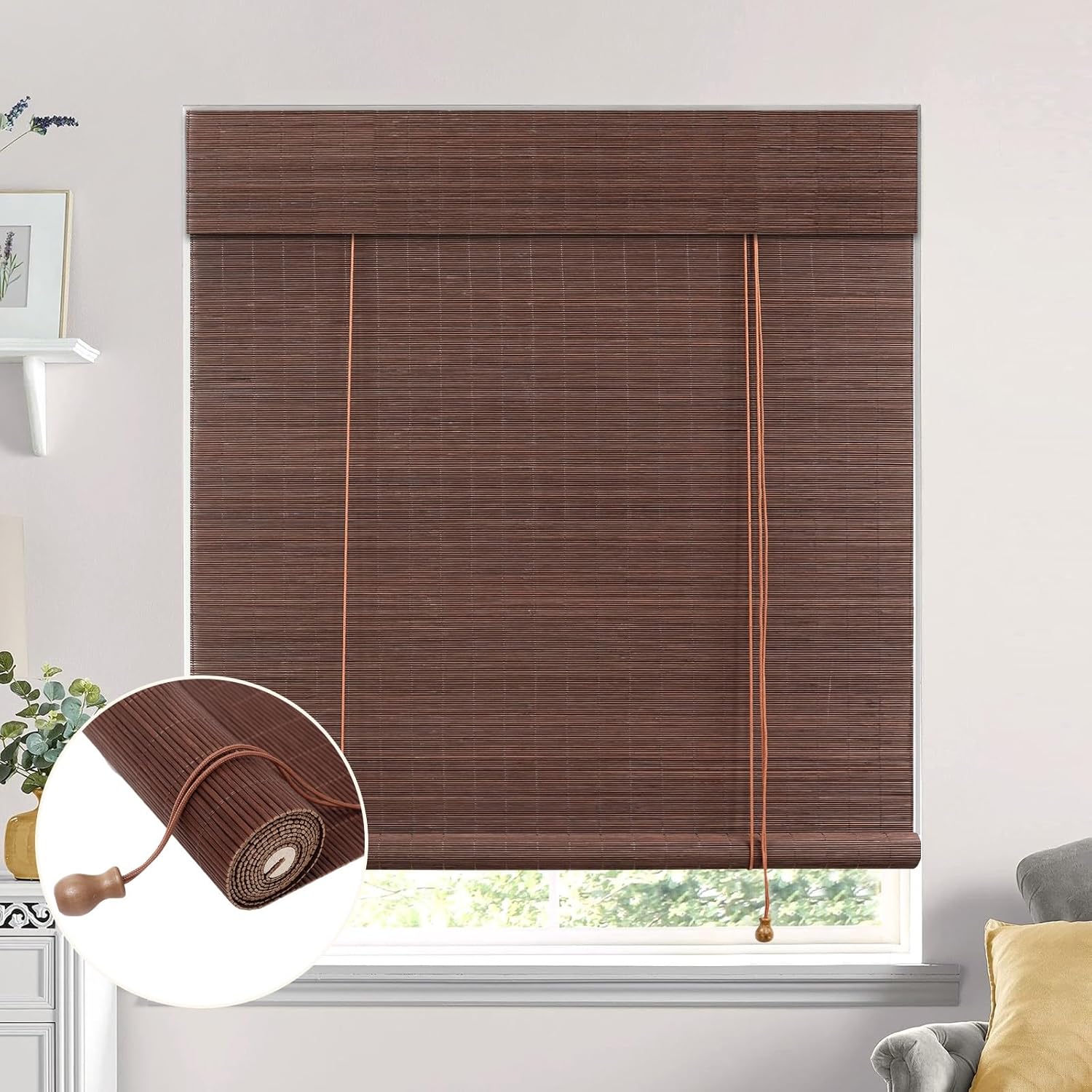 Amazon.com: EVOZEN No Tool No Drill Bamboo Blinds, Bamboo Blinds for ...
