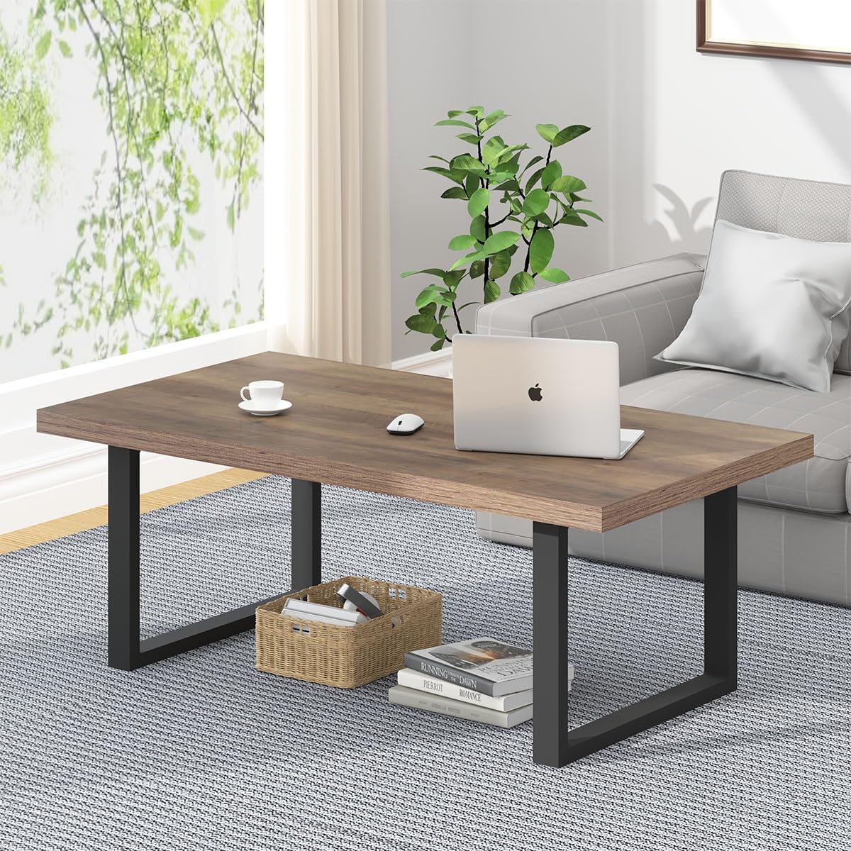 Amazon.com: IBF Farmhouse Coffee Table, Modern Minimalist Wood Coffee ...