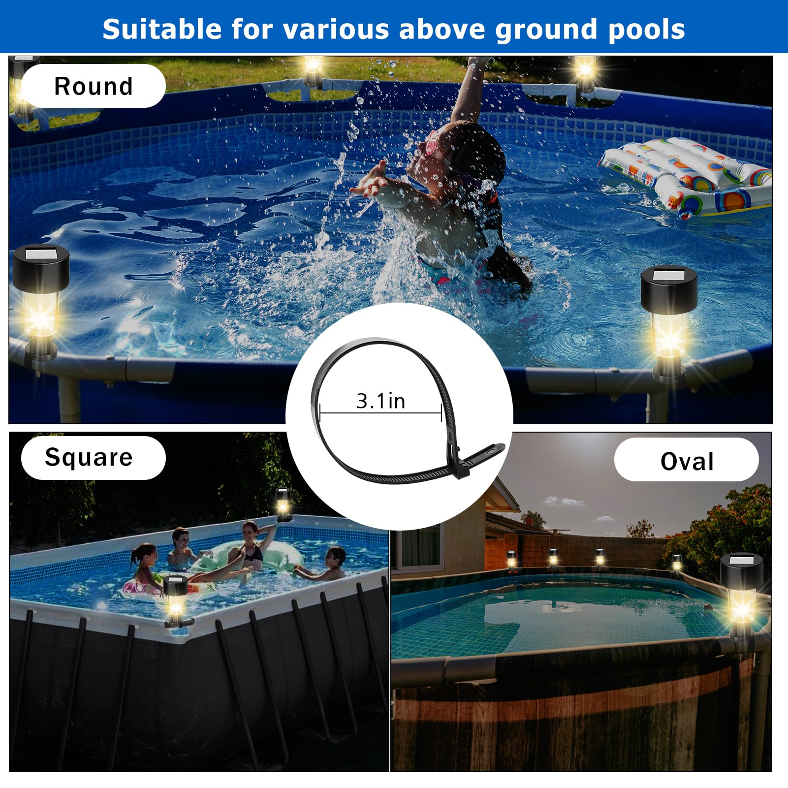 Snapklik.com : Solar Framed Pool Light, Pool Enclosure Lighting For ...
