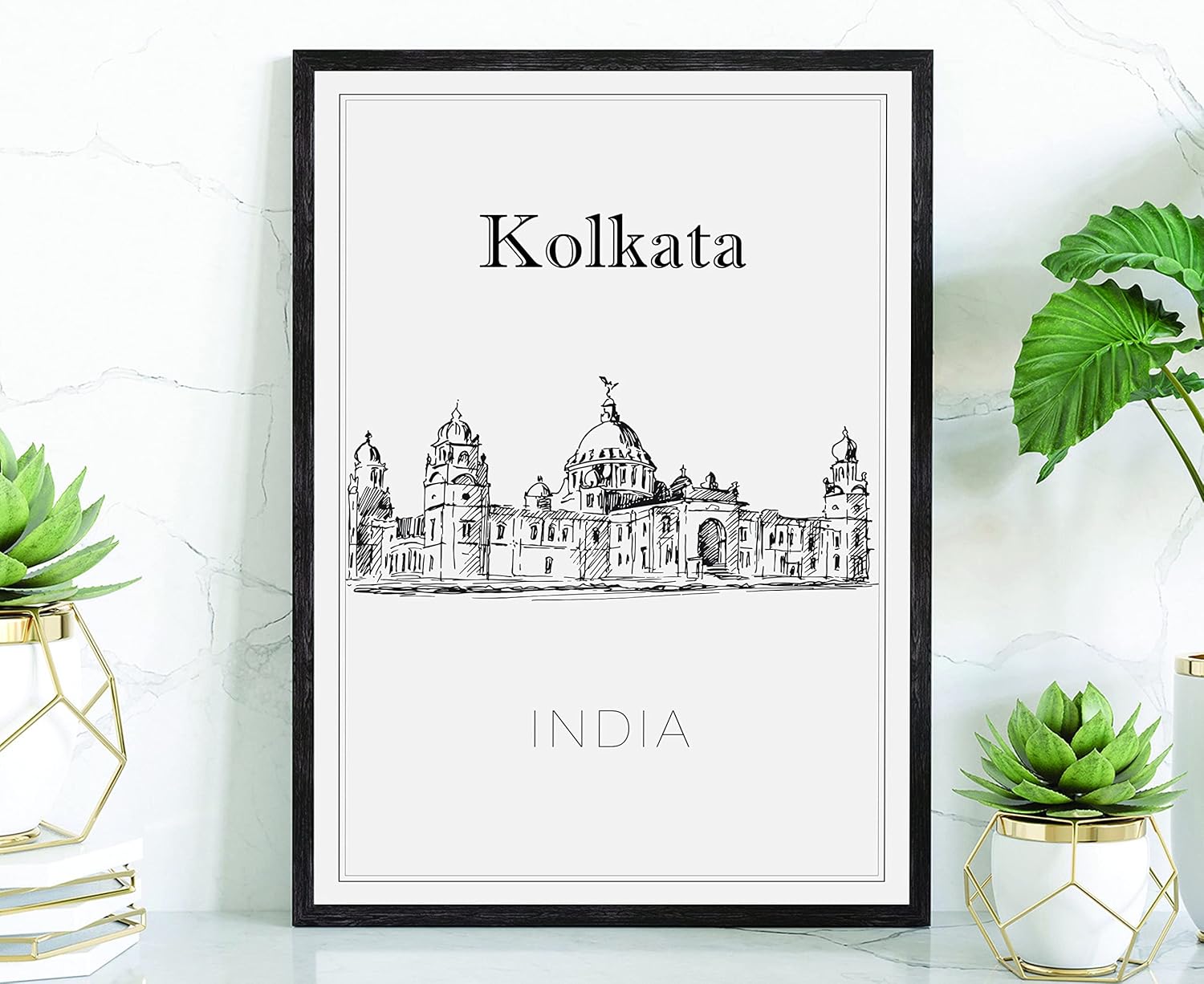 Buy Hand Drawn Poster, Kolkata Travel Poster, India Kolkata Poster Wall ...