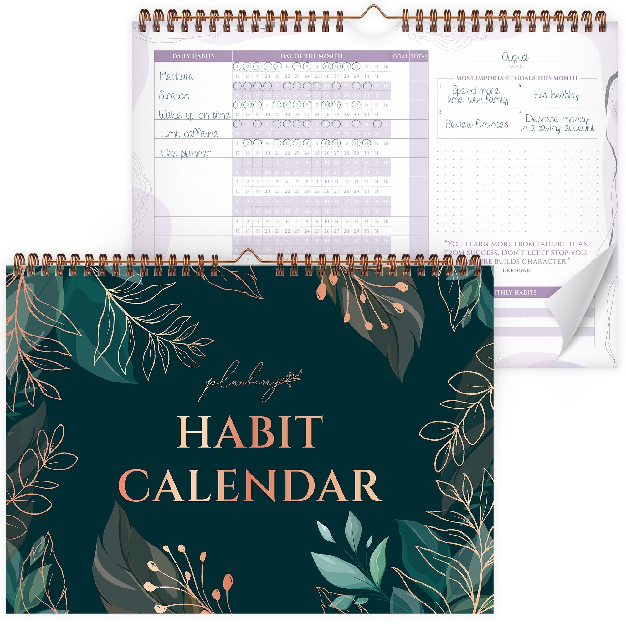 PLANBERRY Habit Calendar – 24-Month Habit Tracker with Colorful Pages ...