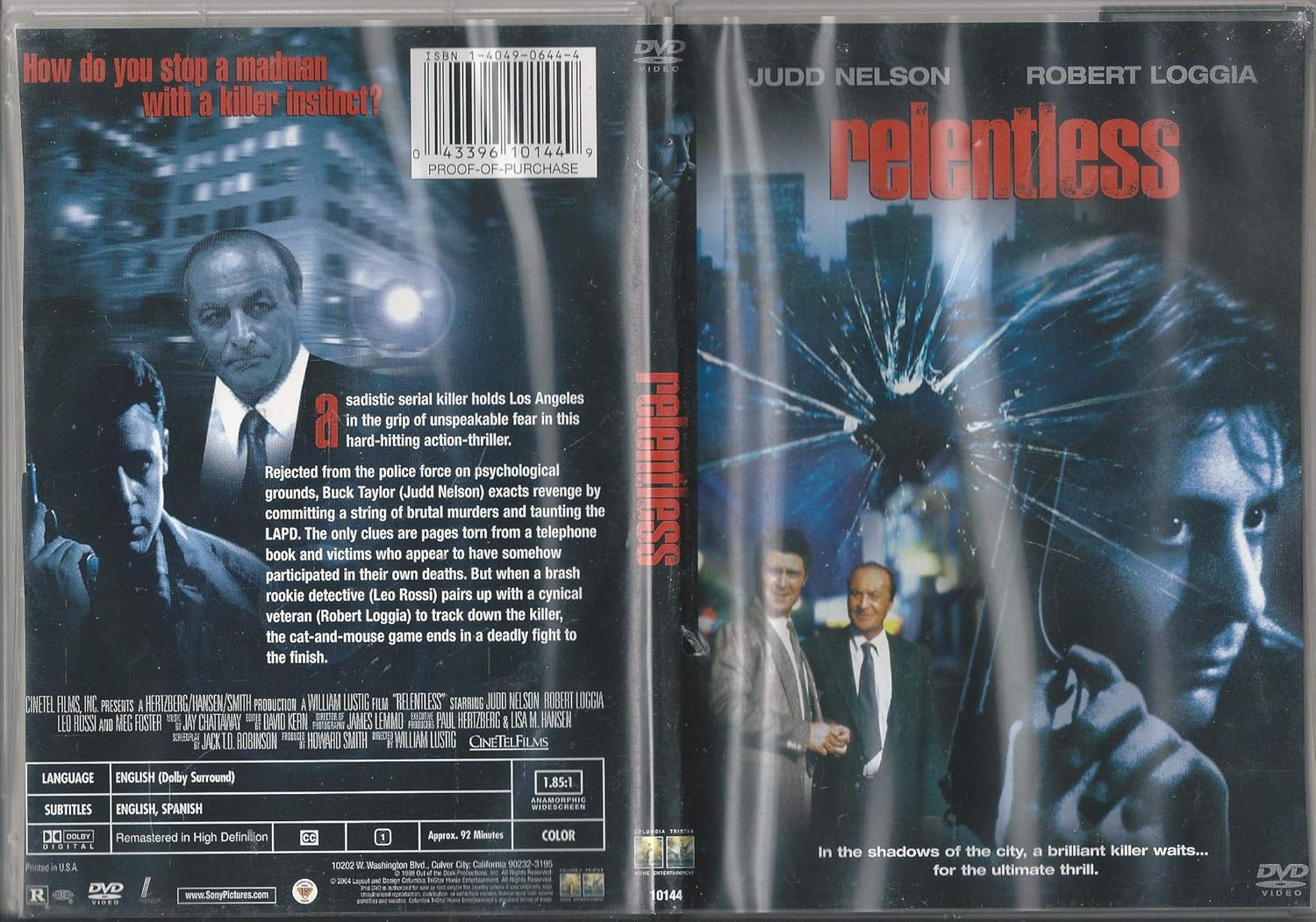 Relentless: Amazon.ca: Judd Nelson, Robert Loggia, Leo Rossi, Meg ...