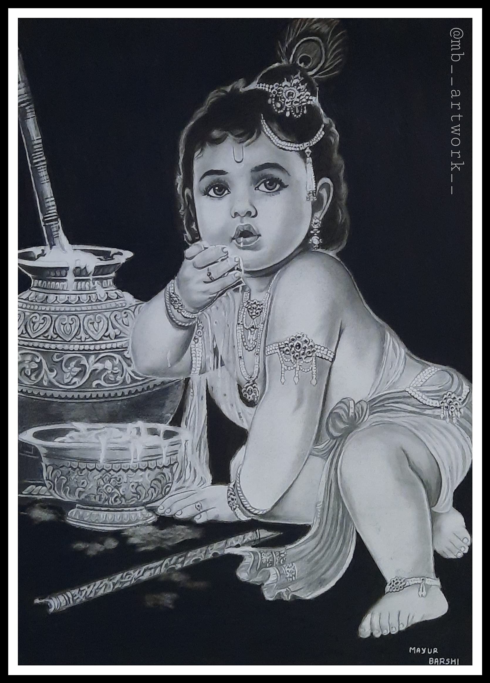 Pencil Sketch Of Baby Krishna