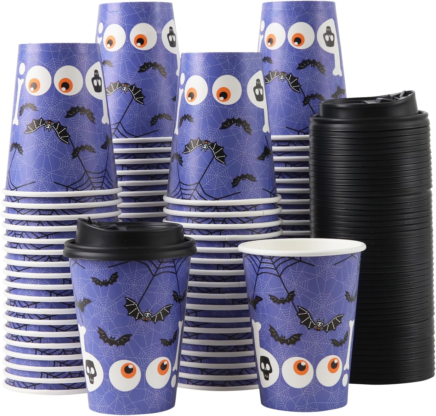 Amazon.com: Tamone 100 PACK Halloween Cups 12OZ Disposable Coffee Cups ...