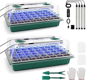 Amazon.com : BlumWay Seed Starter Tray with Grow Light,2 Pack 80 Cells Seedling Tray Kit with ...