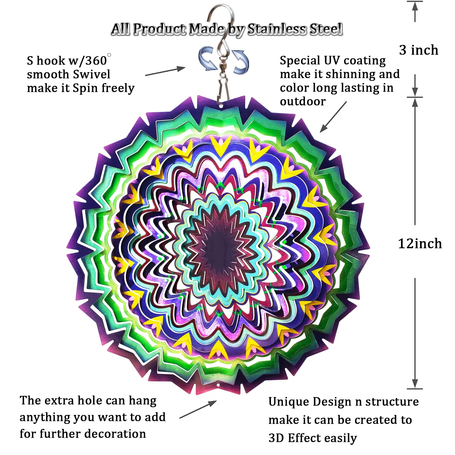 Snapklik.com : FONMY Wind Spinner Mandala Lucky Star Purple Color 12 ...