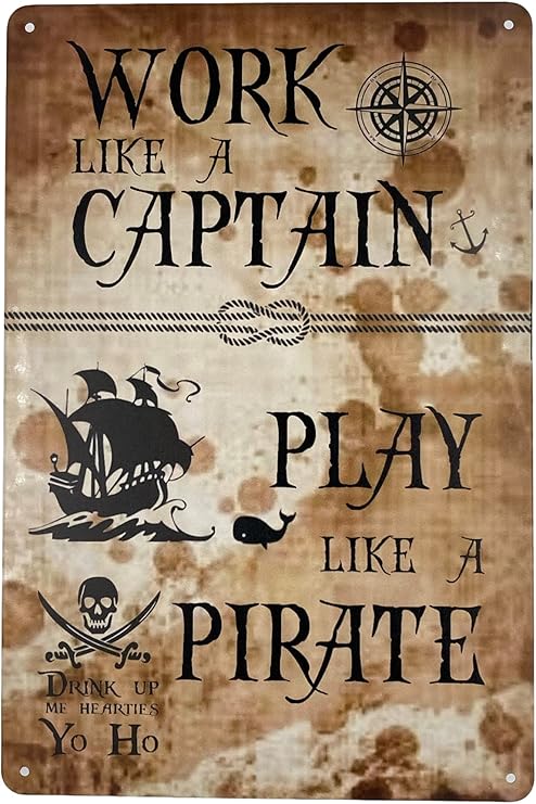 Amazon.com: Tin Sign | Metal Wall Poster | Work like a Captain Play ...