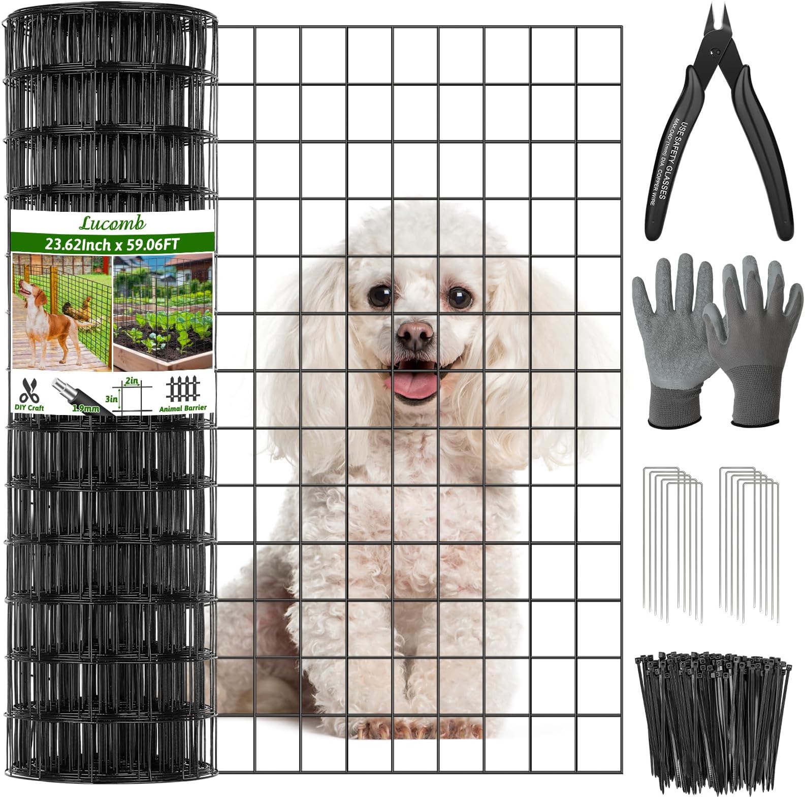 Amazon.com : 24 in x 59 Ft Welded Wire Fence Black PVC Coated Wire Mesh ...