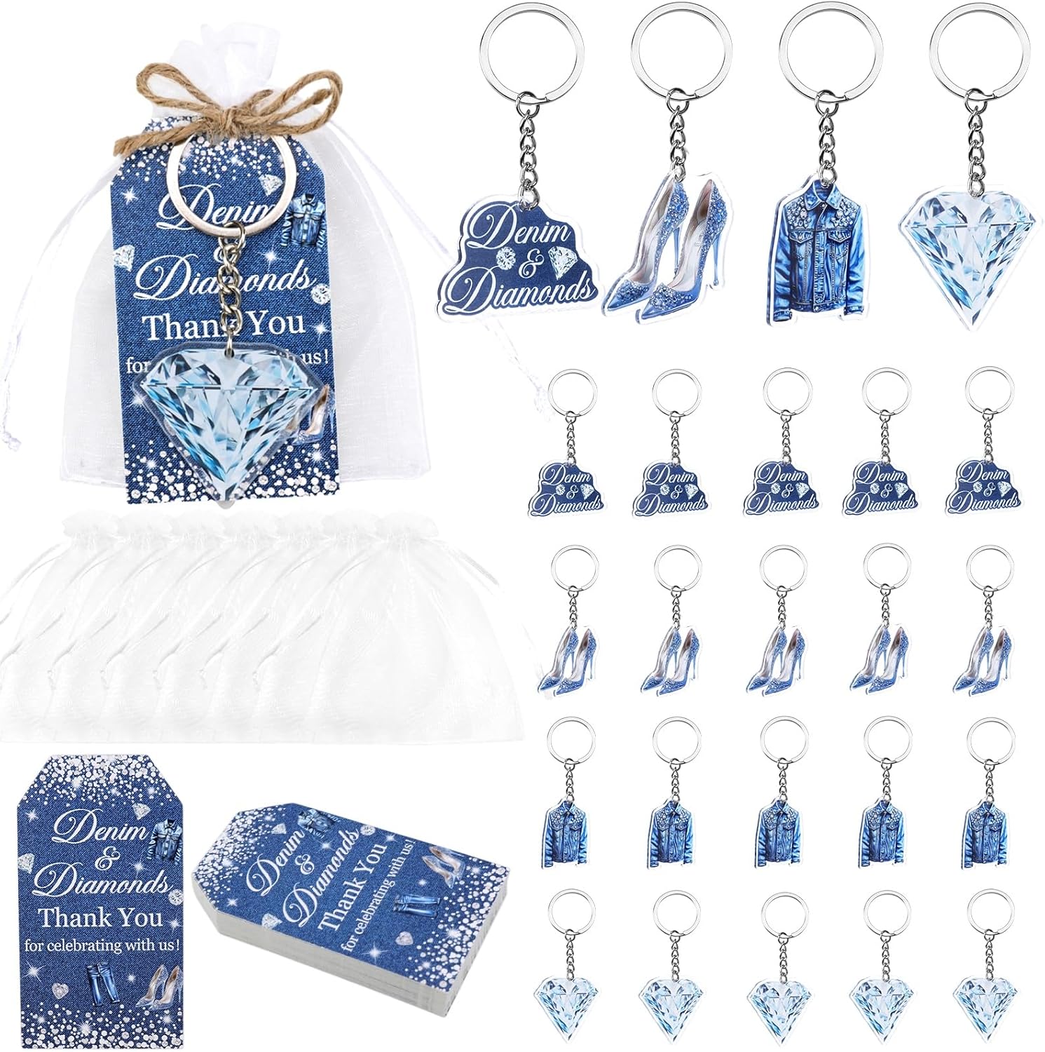 Amazon.com: Serencatcher 24 Sets Denim and Diamonds Party Favors, Denim ...