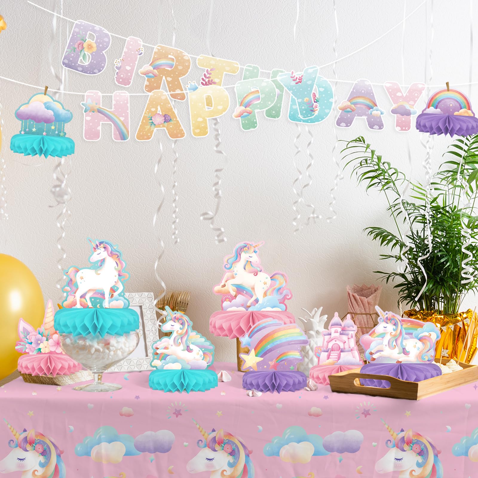 Snapklik.com : Unicorn Birthday Party Supplies Set - Rainbow & Unicorn ...