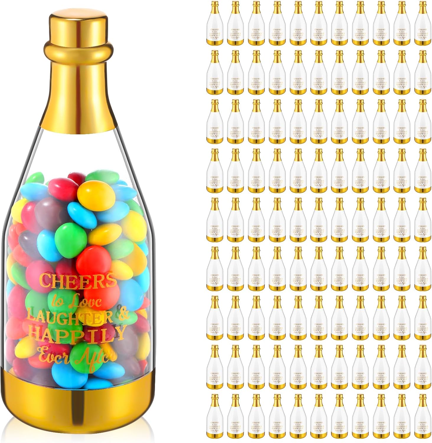 Amazon.com | Ziliny 100 Pcs Metallic Golden Champagne Bottle Containers ...