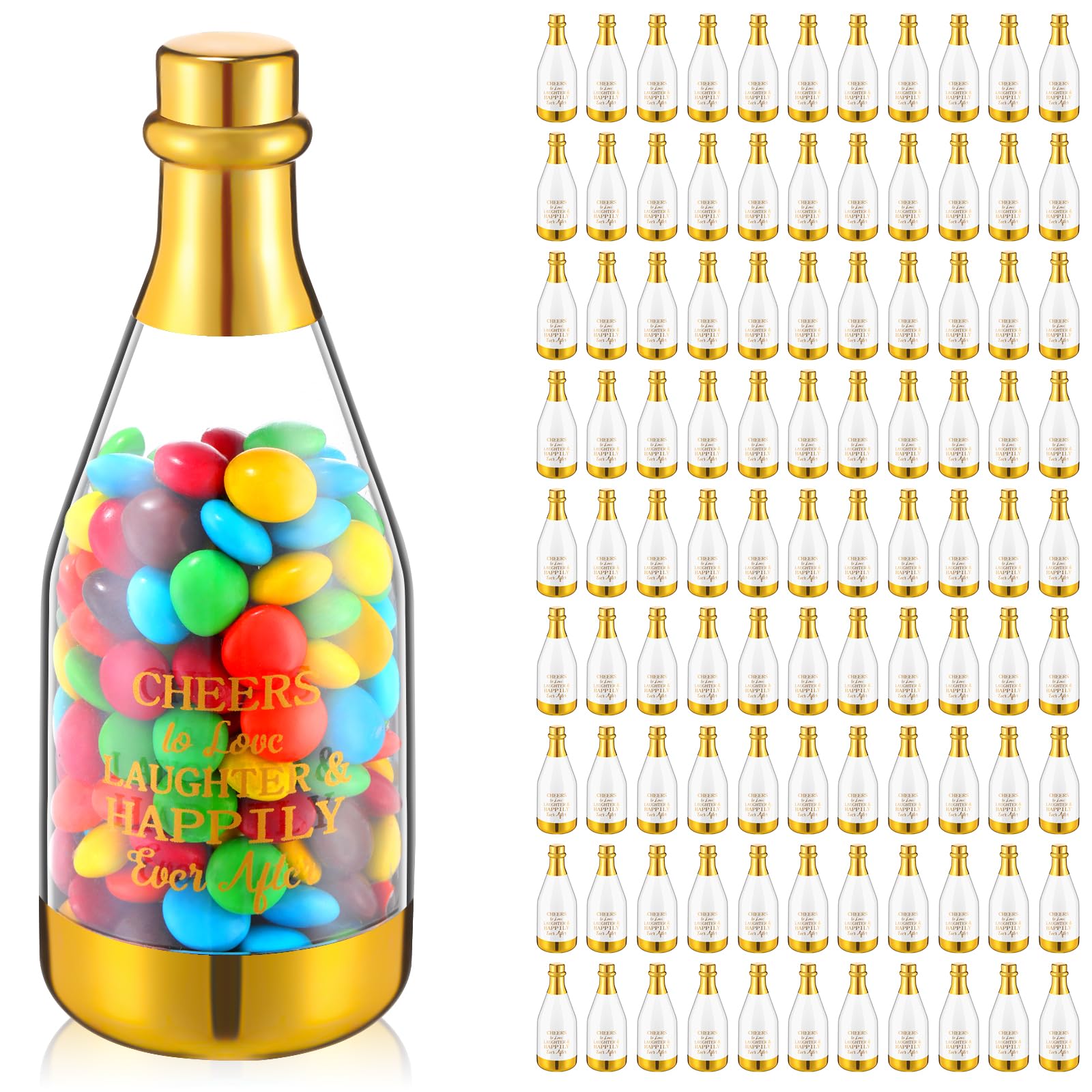 Amazon.com: Ziliny 100 Pcs Metallic Golden Champagne Bottle Containers ...