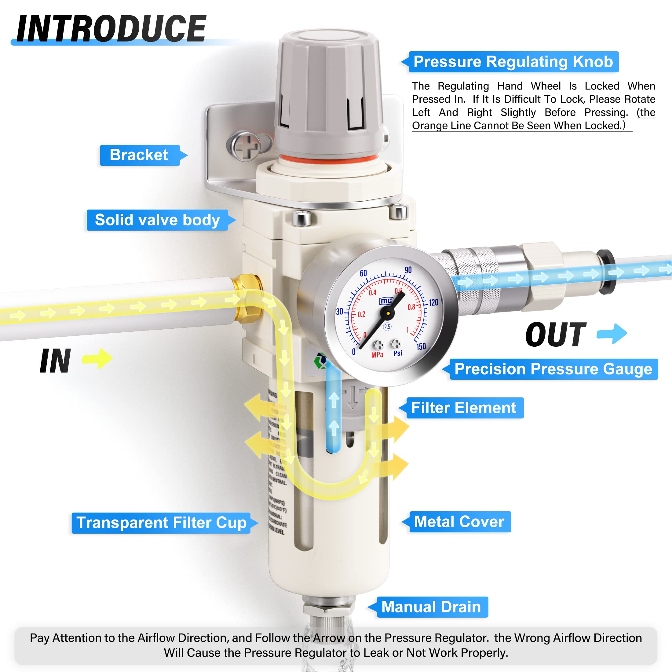 Snapklik.com : TAILONZ PNEUMATIC 1/2 Inch NPT White Air Filter Pressure ...