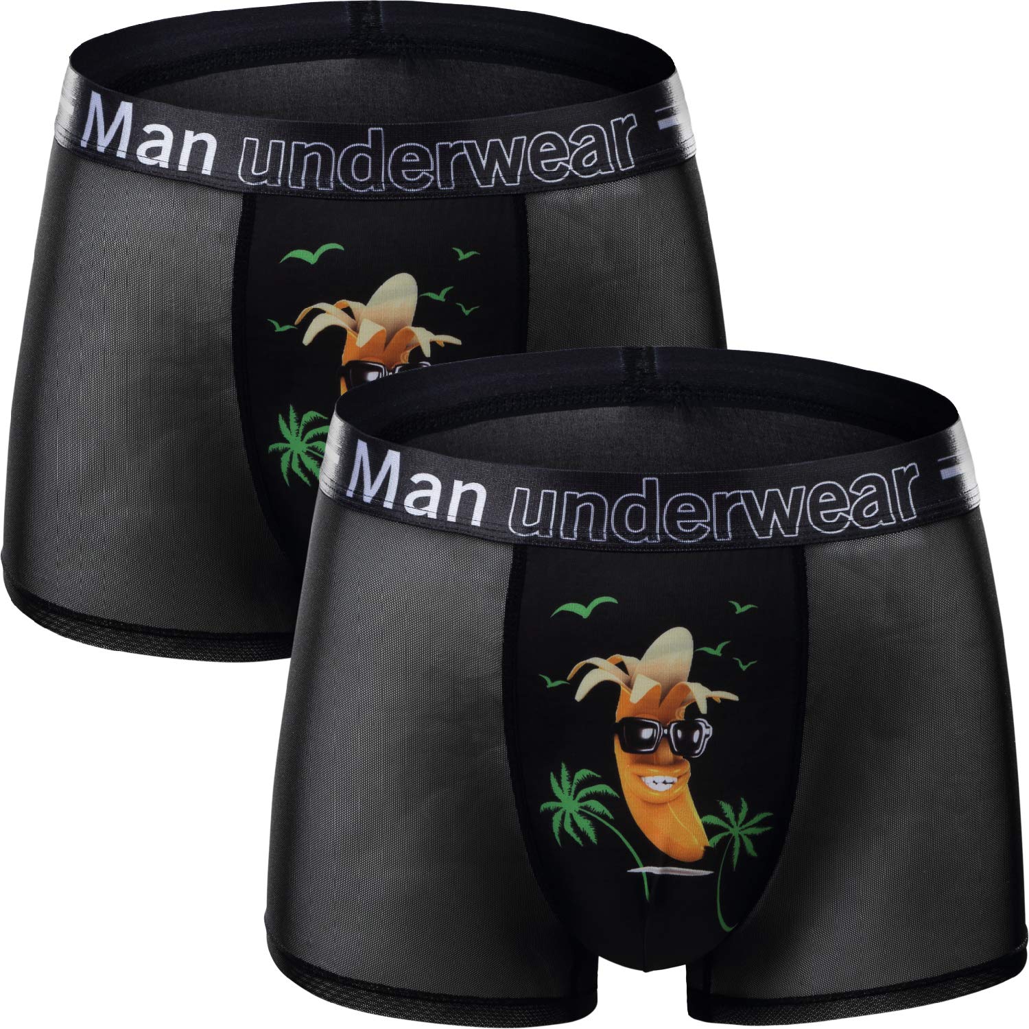 SquareAesthetics Men's Sexy Mesh Boxer Briefs Soft See-Through ...