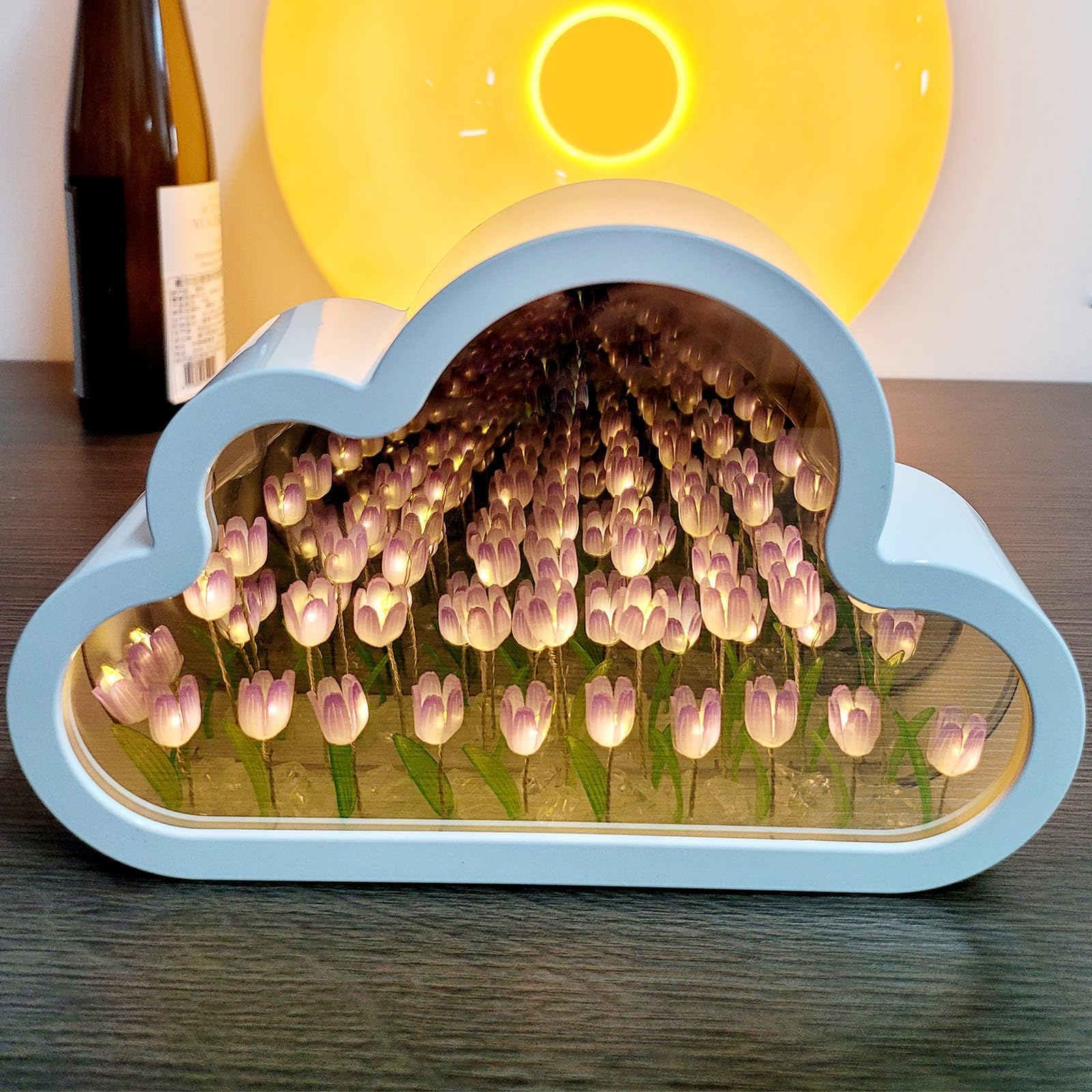 ITOWNKN Tulip Night Light Mirror Cloud Lights,Simulation Flower ...