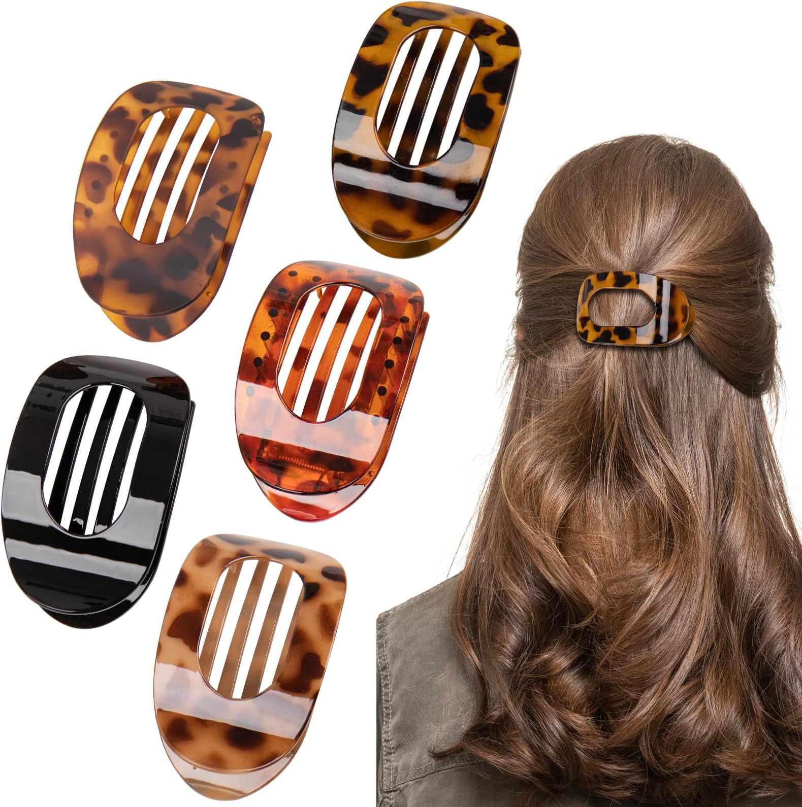 Amazon.com : 6Pcs Flat Hair Clips for Women,Volume Flat Top Round Clip ...