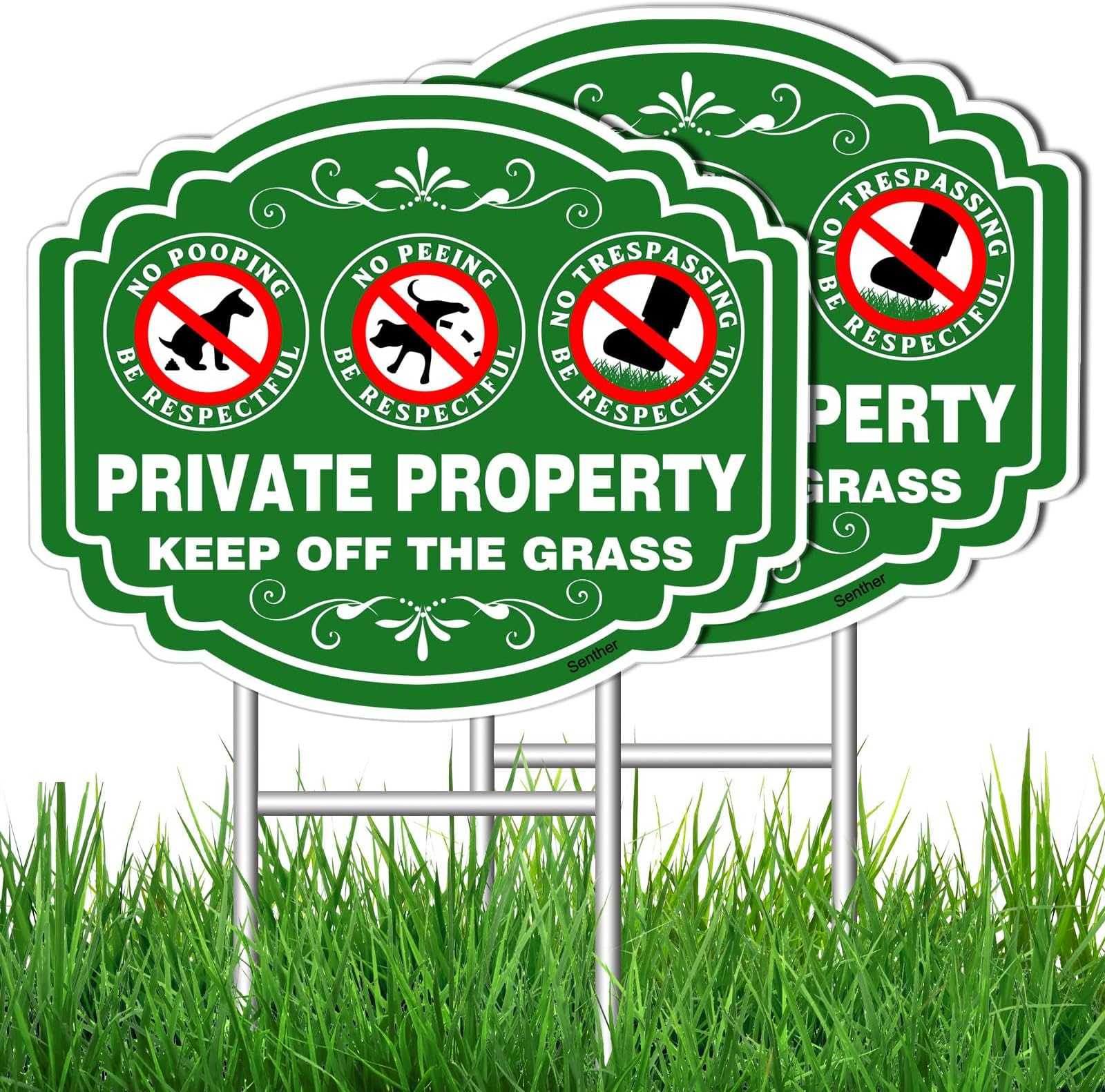 Amazon.com : 2 PC No Dog Poop Sign - 14‘’×11‘’ Double Sided Yard Signs ...
