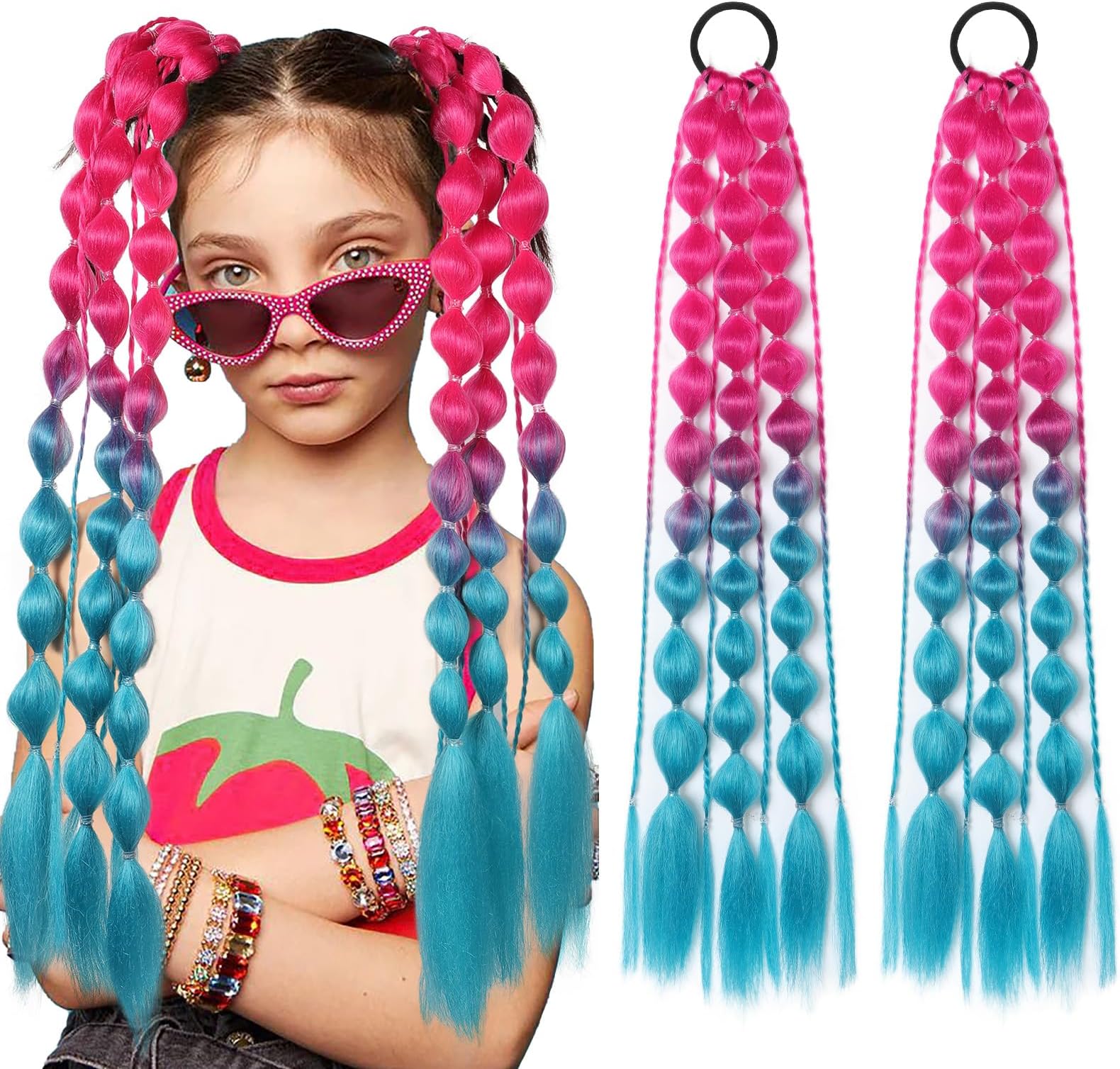 Amazon.com : Meiverah 2-Piece Bubble Ponytail Wig Braid Extension - 14 ...