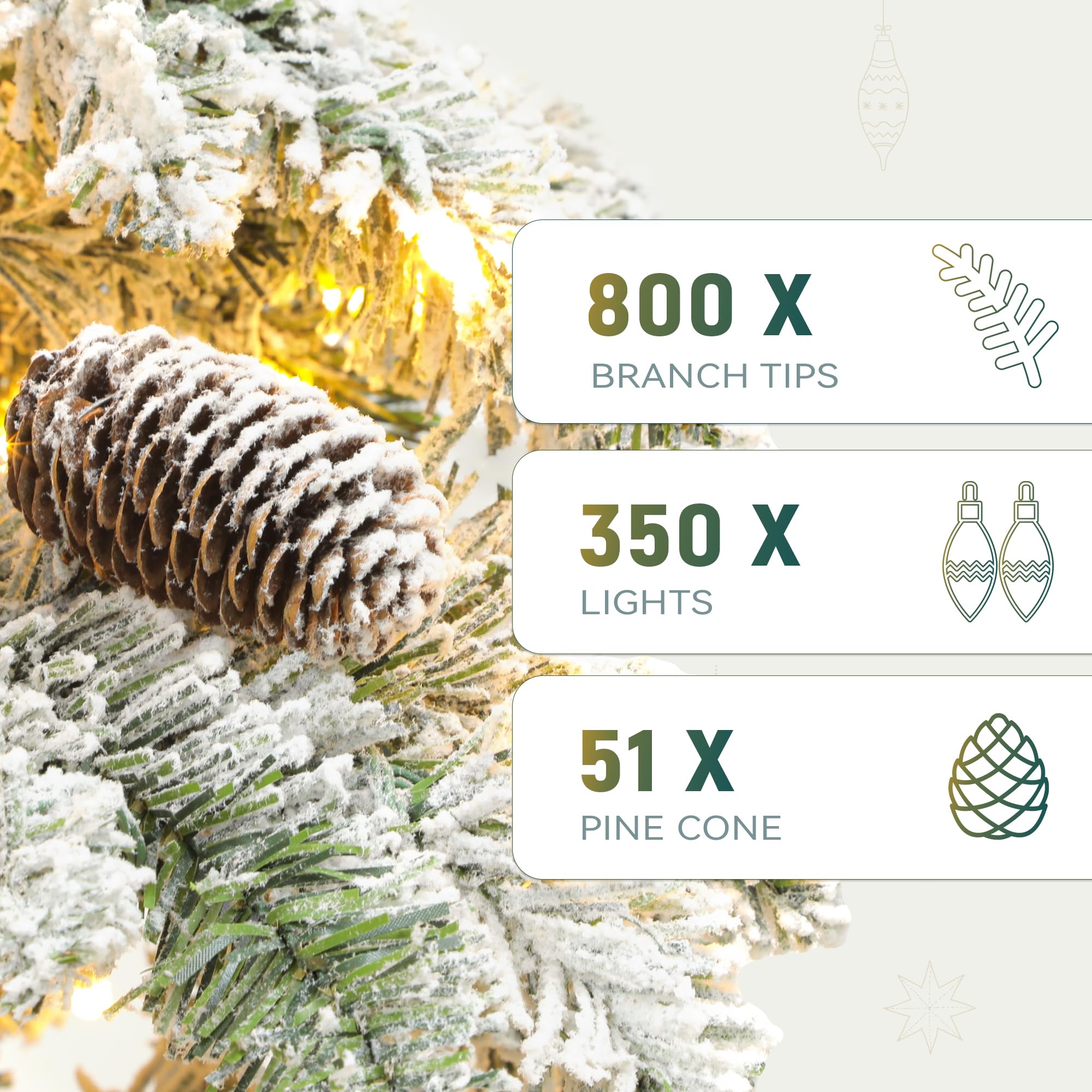 YITAHOME Pre-Lit Flocked Drooping Pencil Spruce Artificial Christmas ...