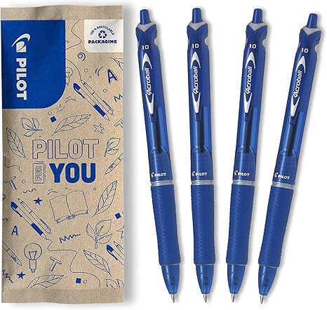 PILOT Acroball BeGreen, Kugelschreiber, 4er Set (Blau), aus recyceltem ...