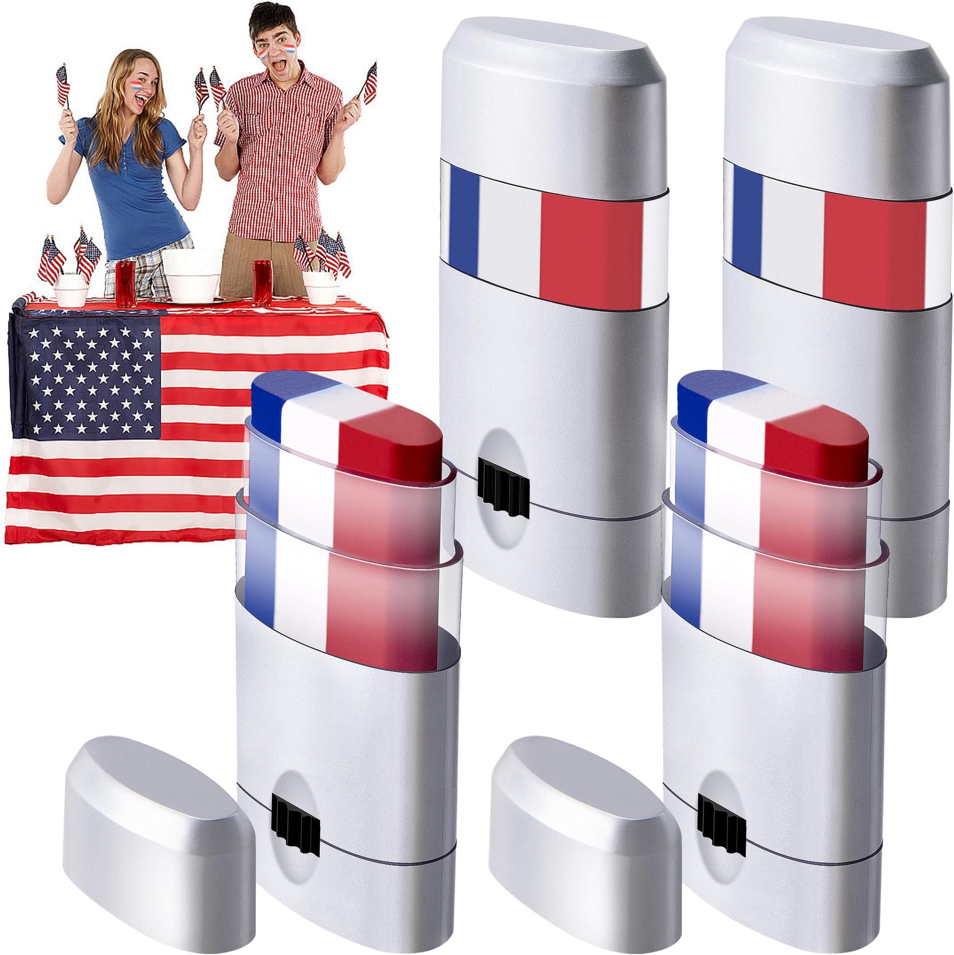 Amazon.com: Maxcheck 3 Pcs Red White and Blue Eye Face Paint Blendable ...