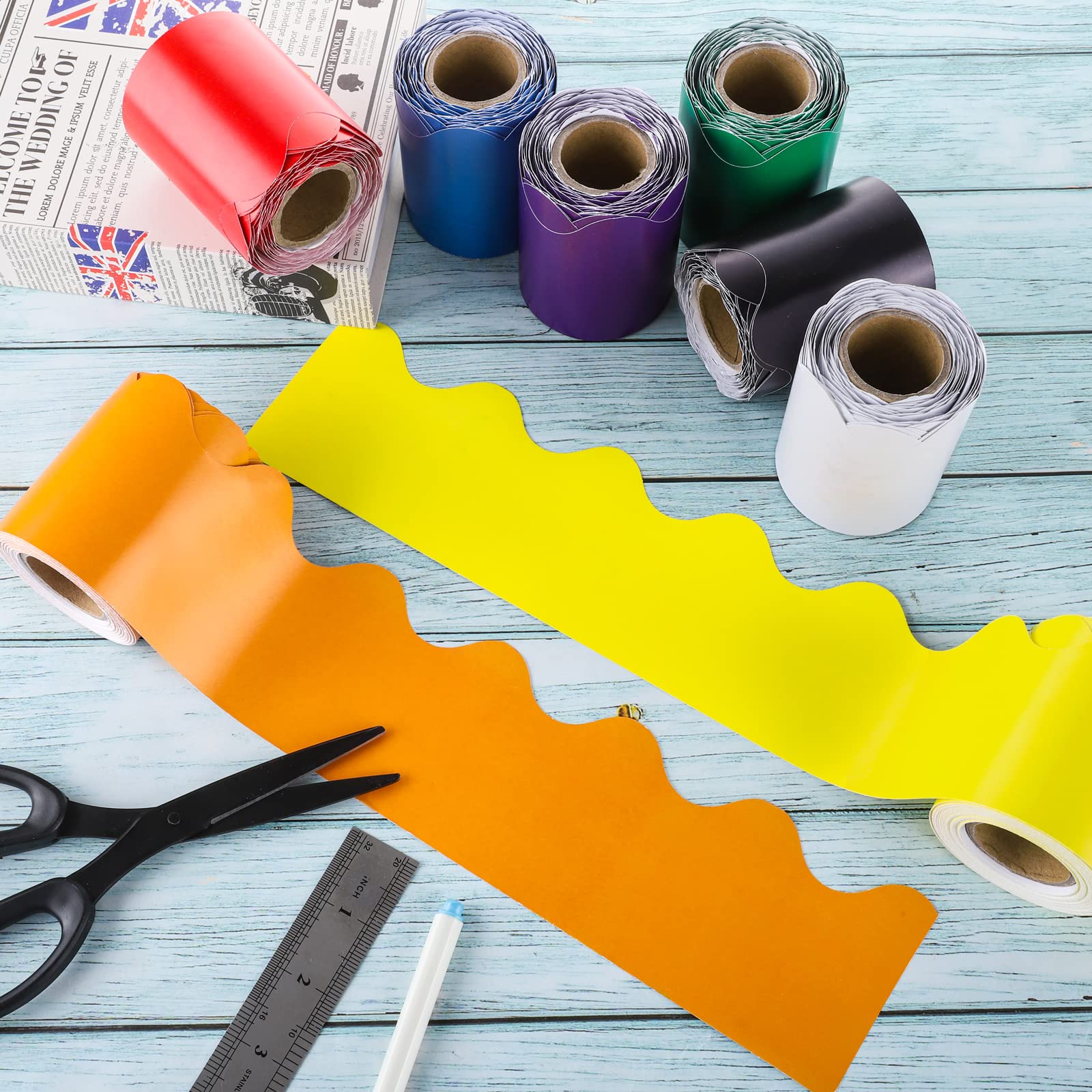 Snapklik.com : Elcoho 8 Rolls 262.4 Feet Scalloped Bulletin Board ...