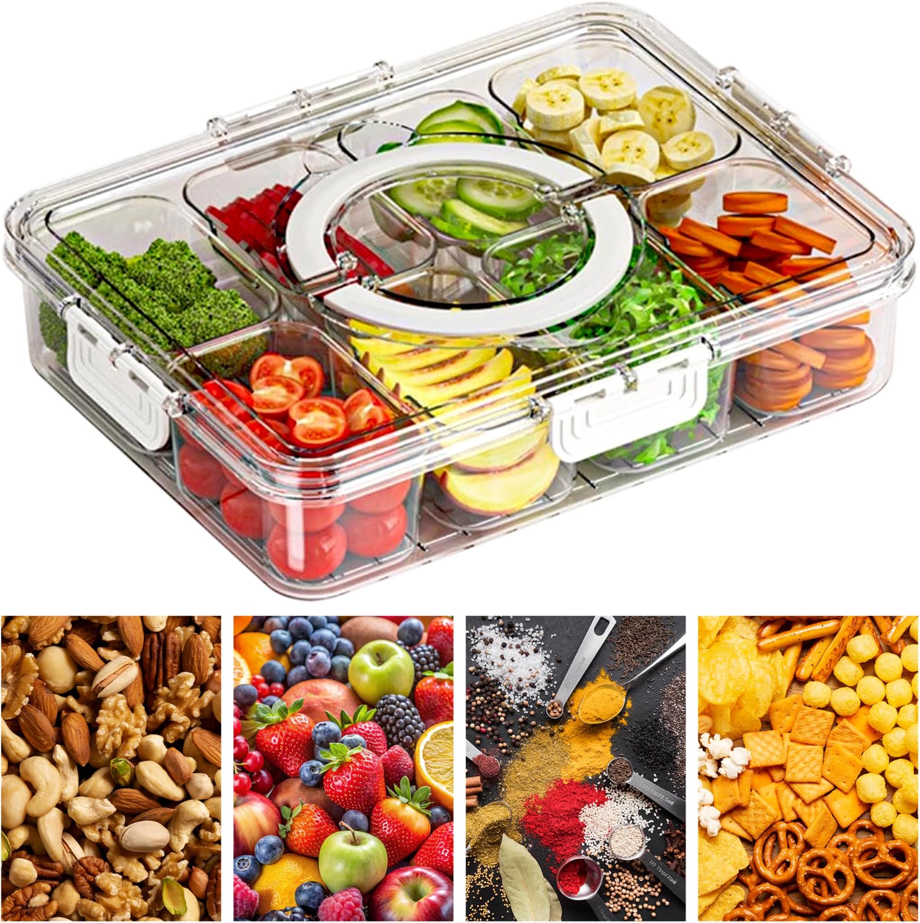 Amazon.com | Snackle Box Container, Full Transparent Divided Serving ...
