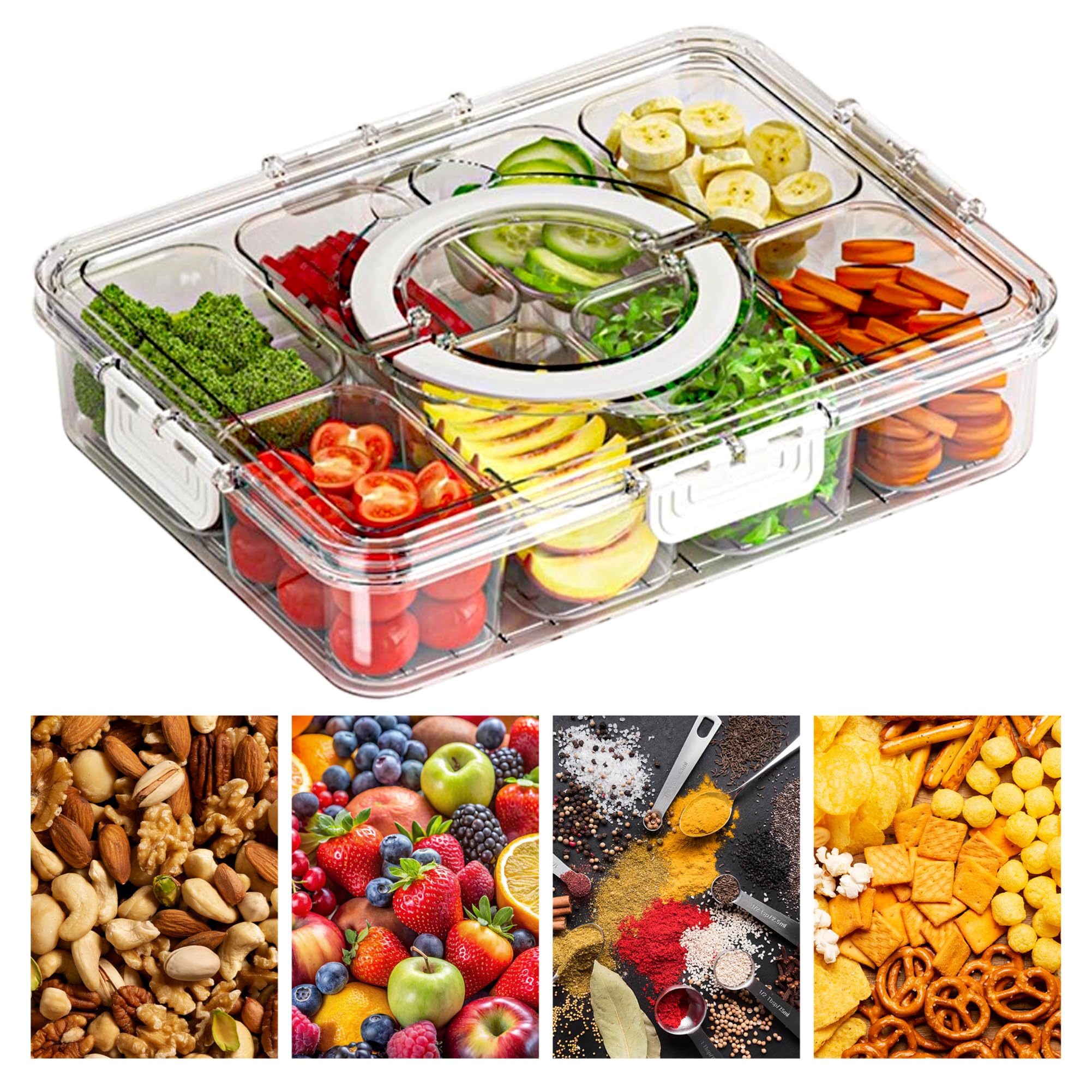 Amazon.com | Snackle Box Container, Full Transparent Divided Serving ...