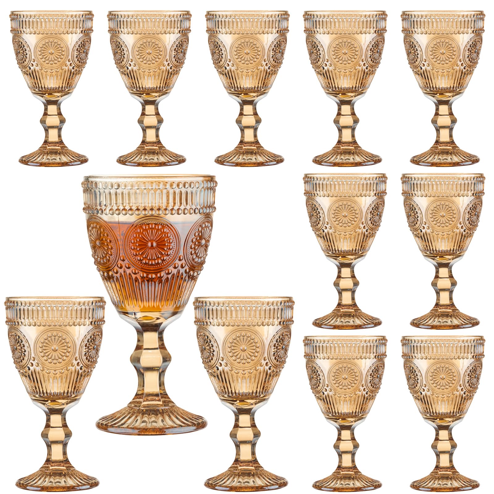 Amazon.com | 12 Pcs Vintage Wine Glasses, 10 Oz Colored Glass Water ...