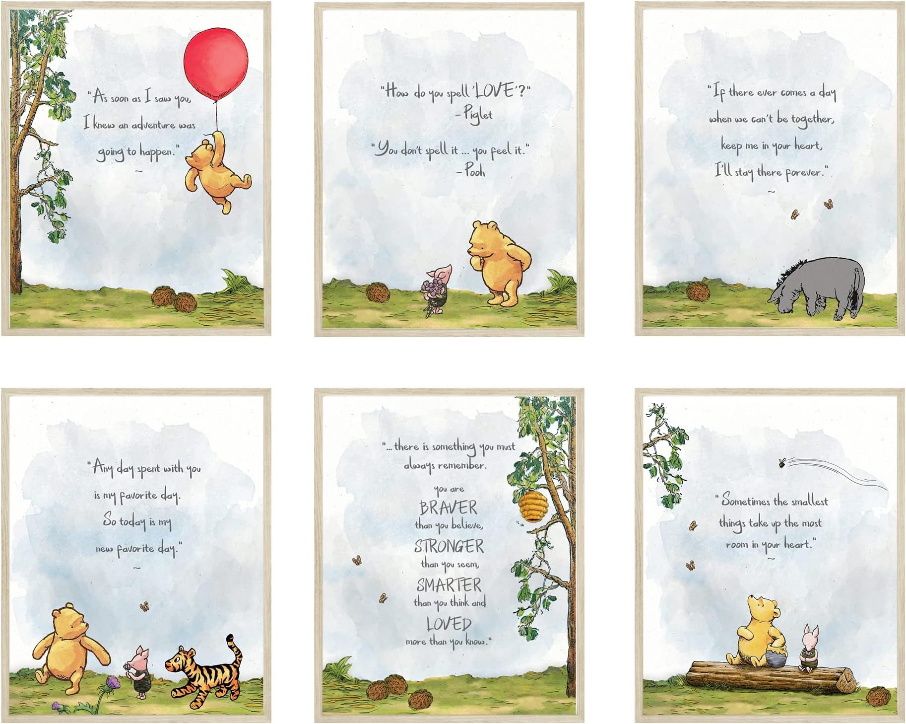 Amazon.com: Winnie the Pooh Classic Art Prints - Set of 4 Wall Art ...