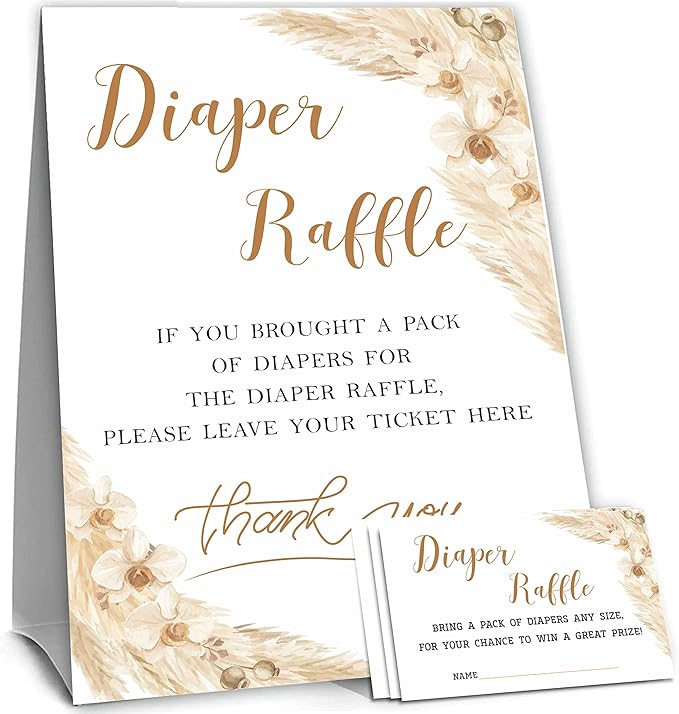Amazon.com : 50 Diaper Raffle Tickets and 1 Self-standing Diaper Raffle ...