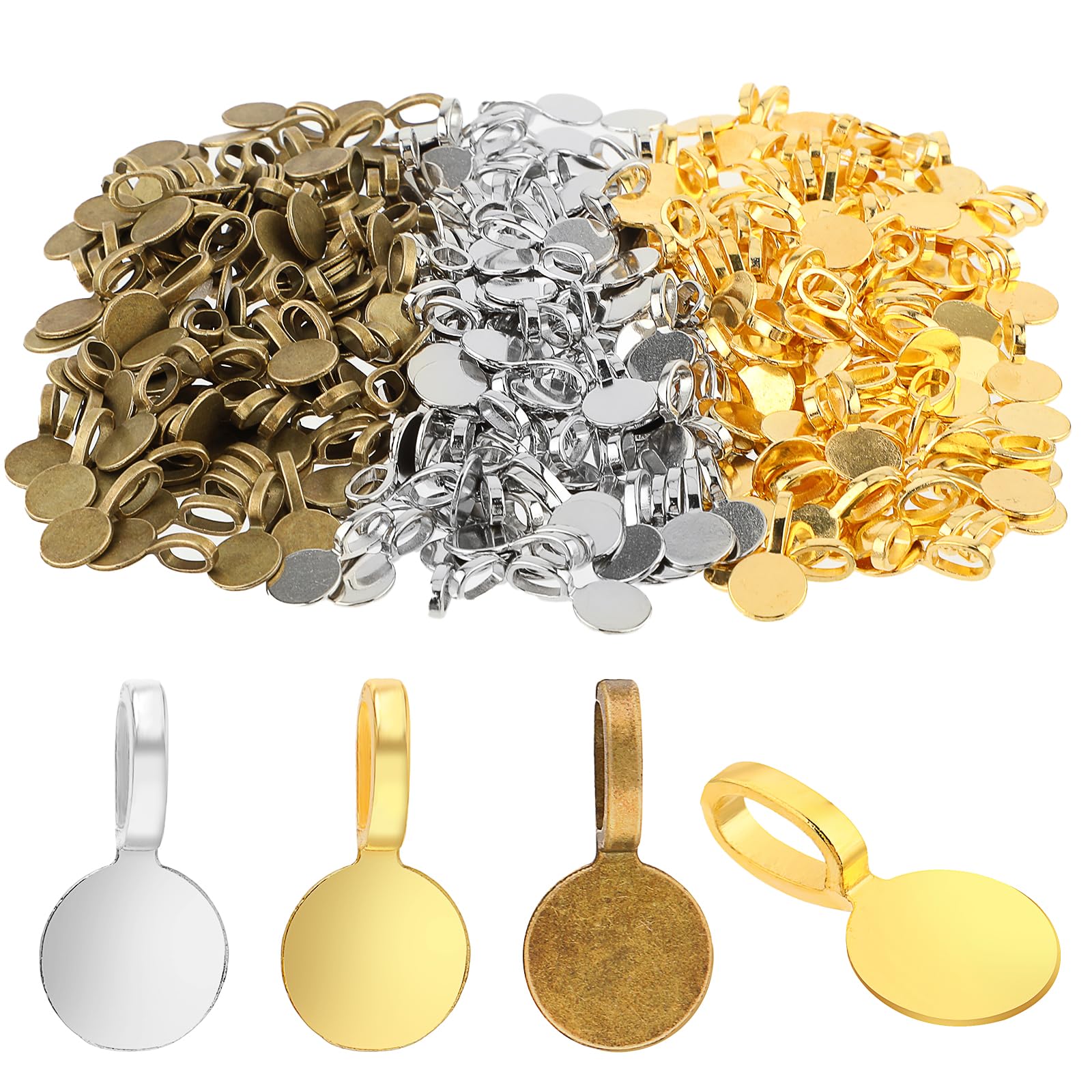 Amazon.com: 150 Pcs Bails for Jewelry Making Glue on Bails Pendants ...