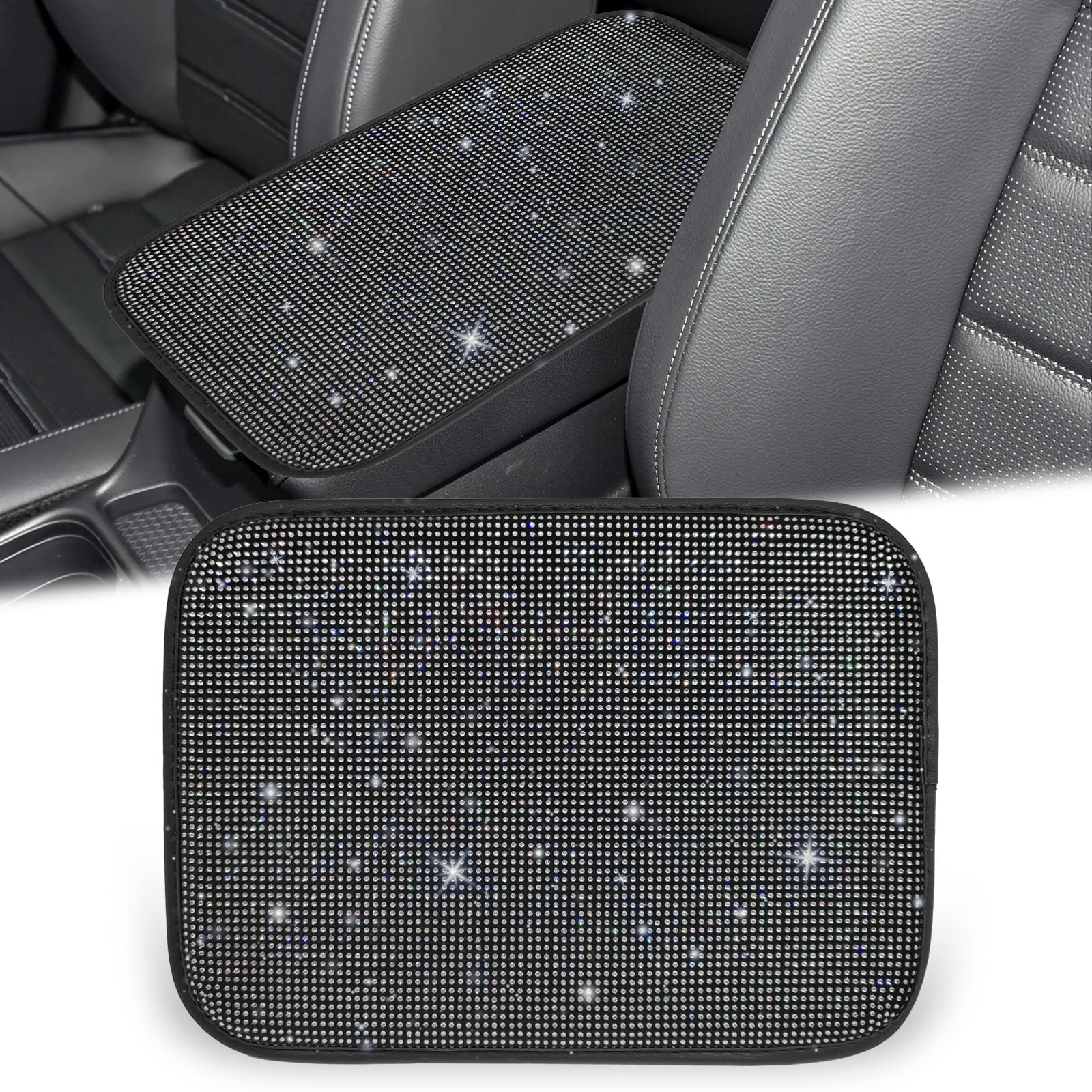 Amazon.com: Bling Bling Car Armrest Cover Luster Crystal Car Center ...