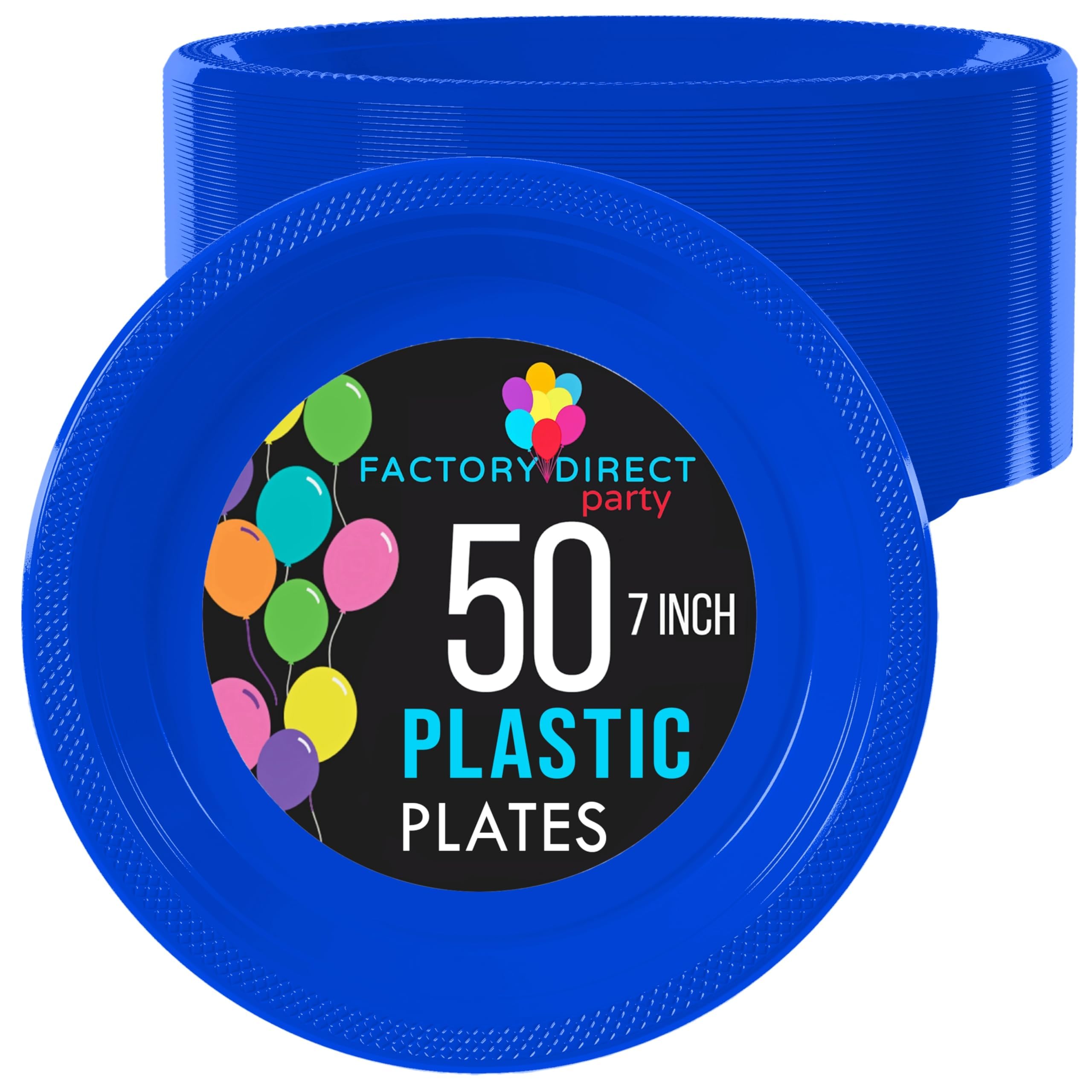 Amazon.com: Exquisite Dark Blue Plastic Plates Disposable 7" Plastic ...