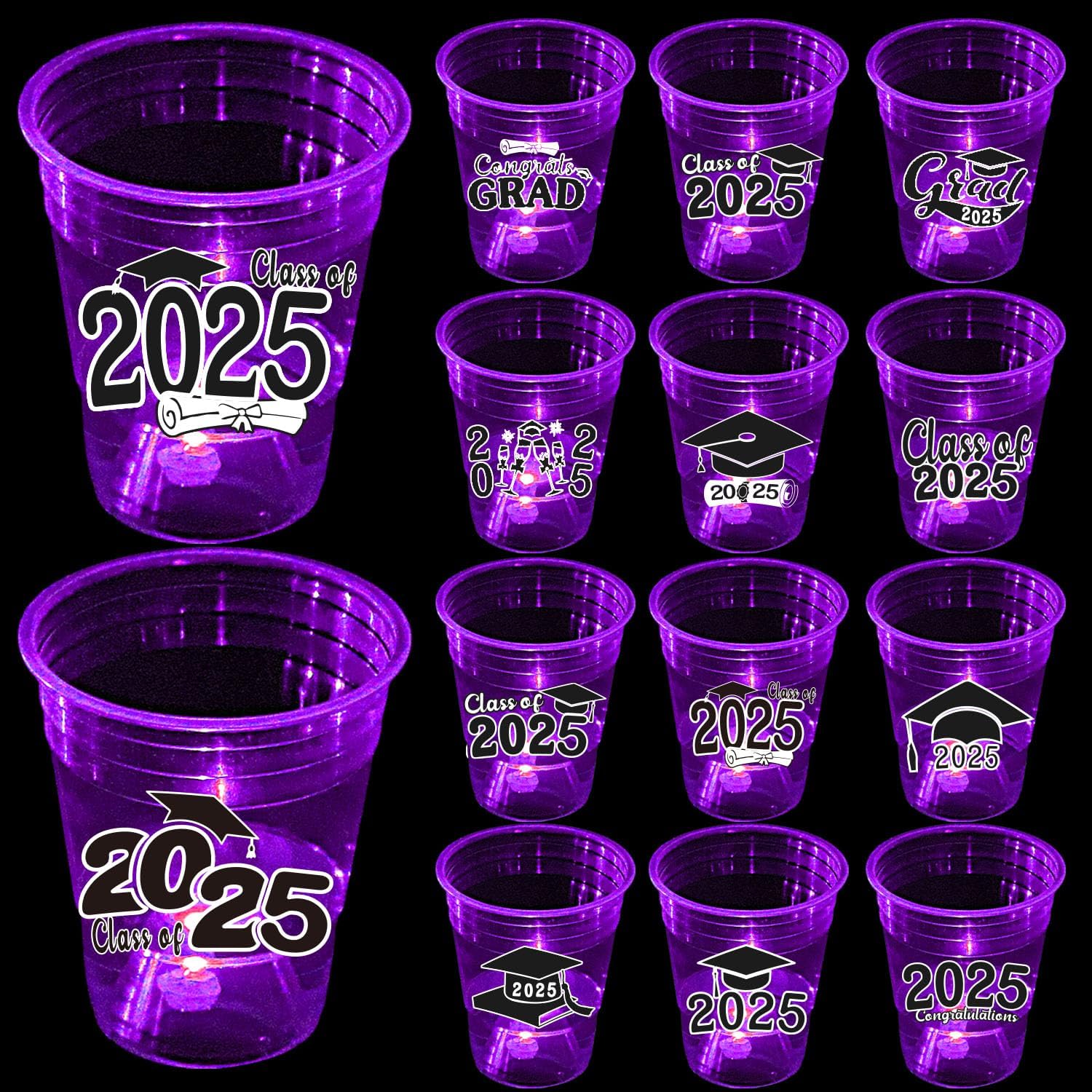 Amazon.com: 2025 Graduation Party Cups 24 Pack - Glow in The Dark 16oz ...