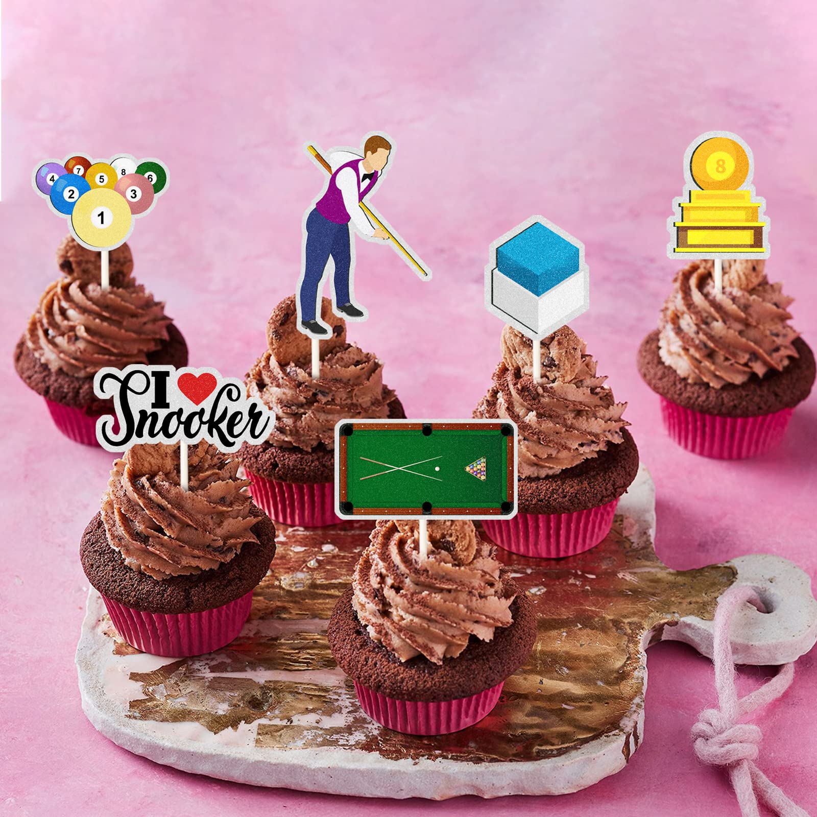 MEFENG Snooker Theme Cupcake Toppers,Billiards ,Club,Medals,Table , I ...