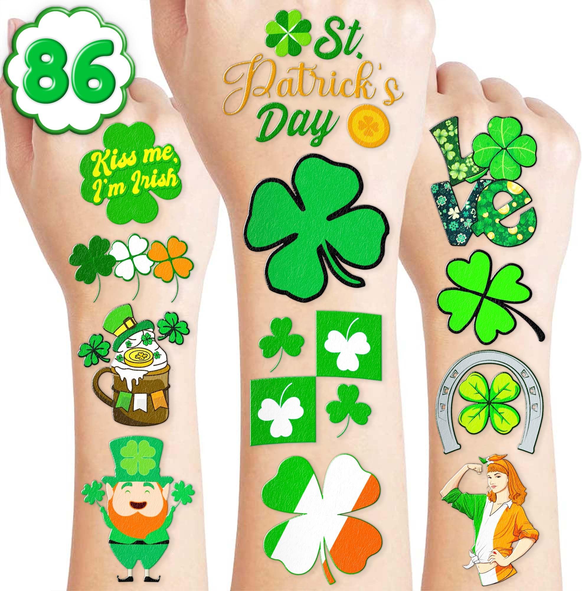 Amazon.com : 86 PCS St Patricks Day Temporary Tattoos Irish Birthday ...
