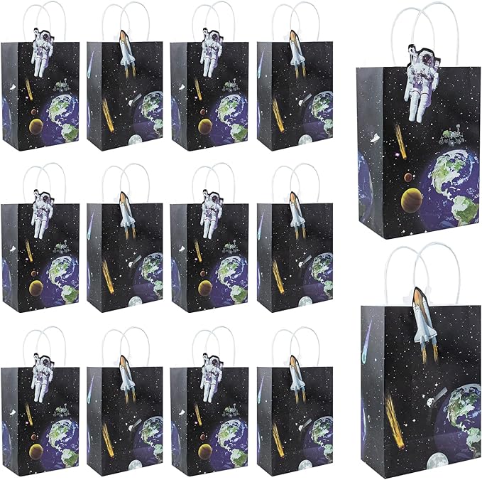 Amazon.com: 18 PCS Outer Space Party Favor Bags with Handles, Space ...