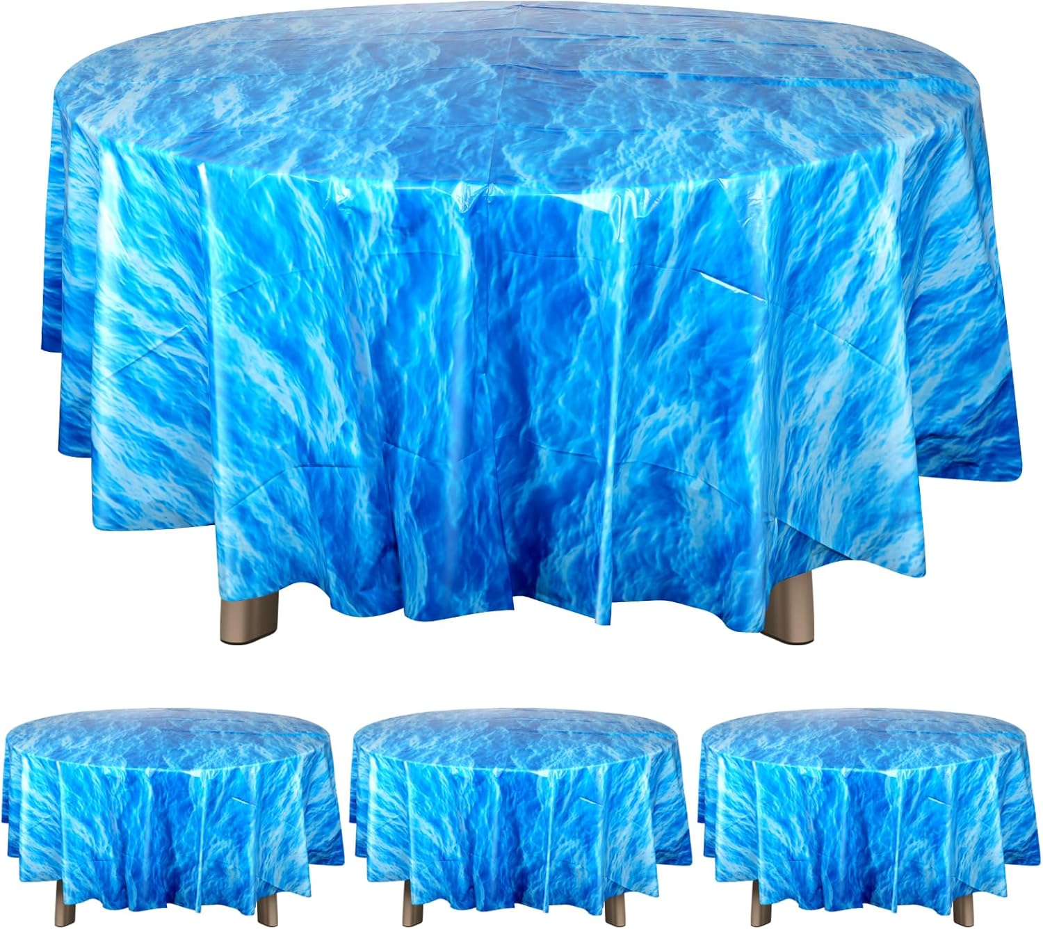 Amazon.com: Hallswl 3 Pcs Round Ocean Waves Tablecloths Disposable ...