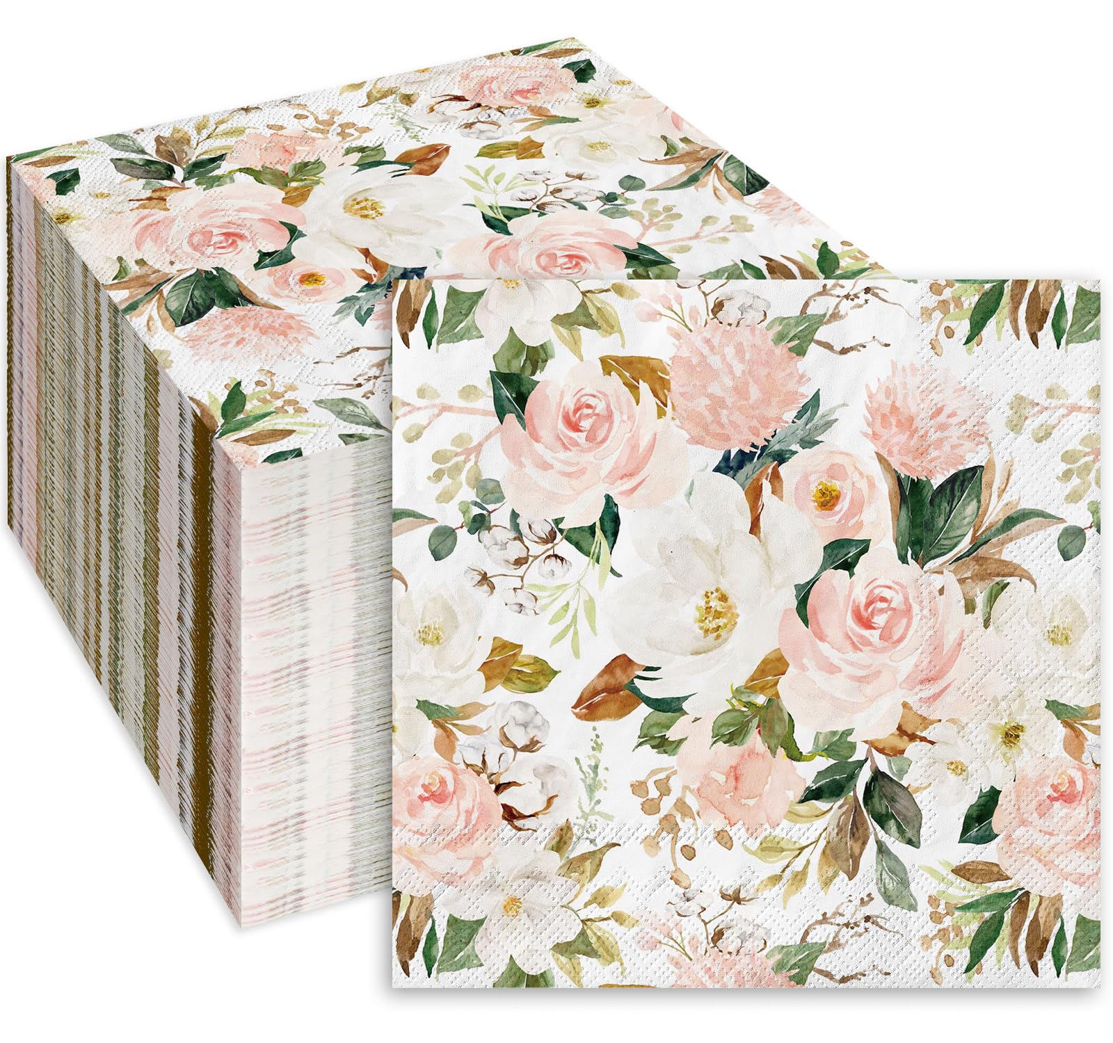 Amazon.com: JarThenaAMCS 100Pcs Flower Paper Napkins Vintage Magnolia ...
