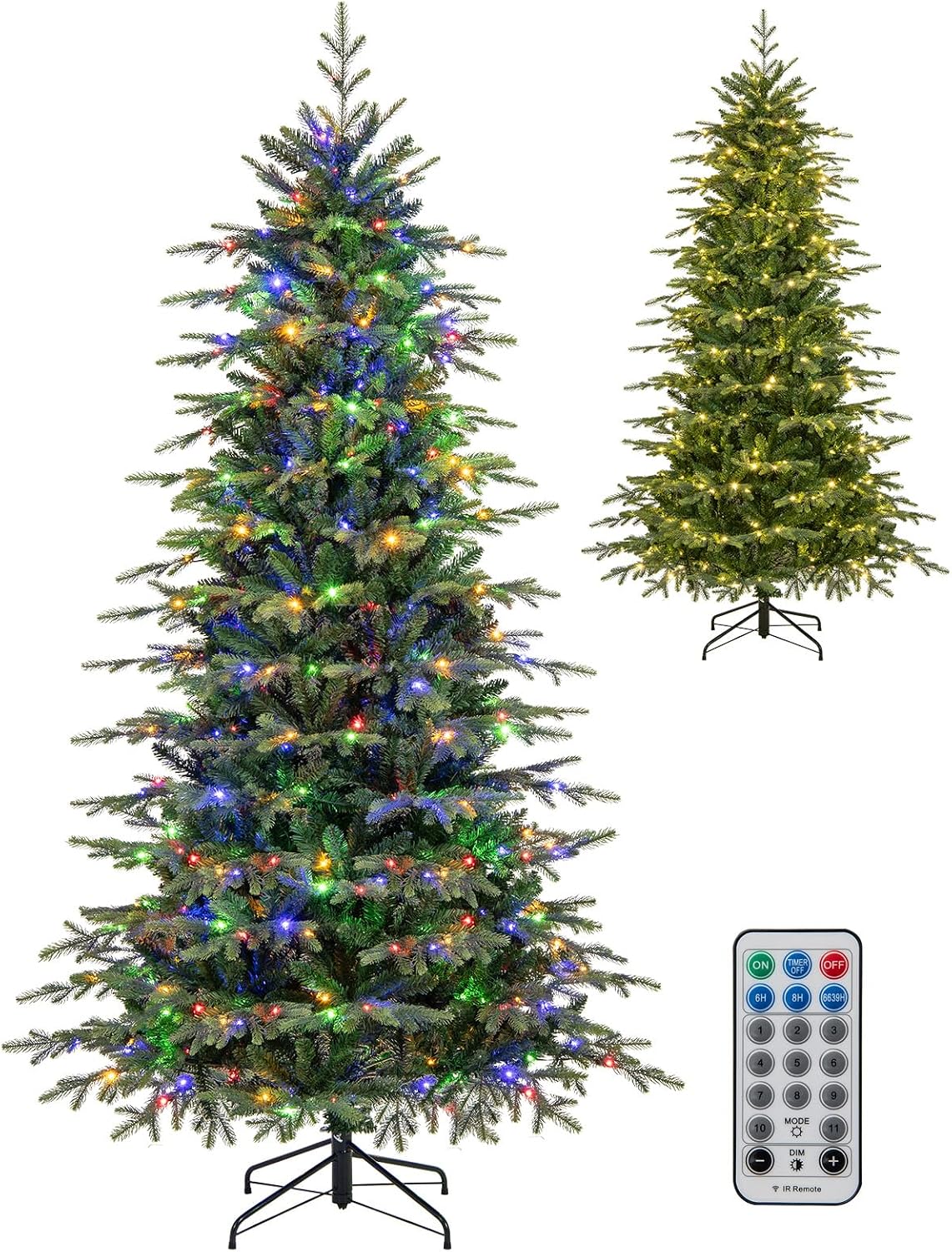 Amazon.com: Goplus 7.5ft Pre-Lit Artificial Christmas Tree, Hinged Xmas ...