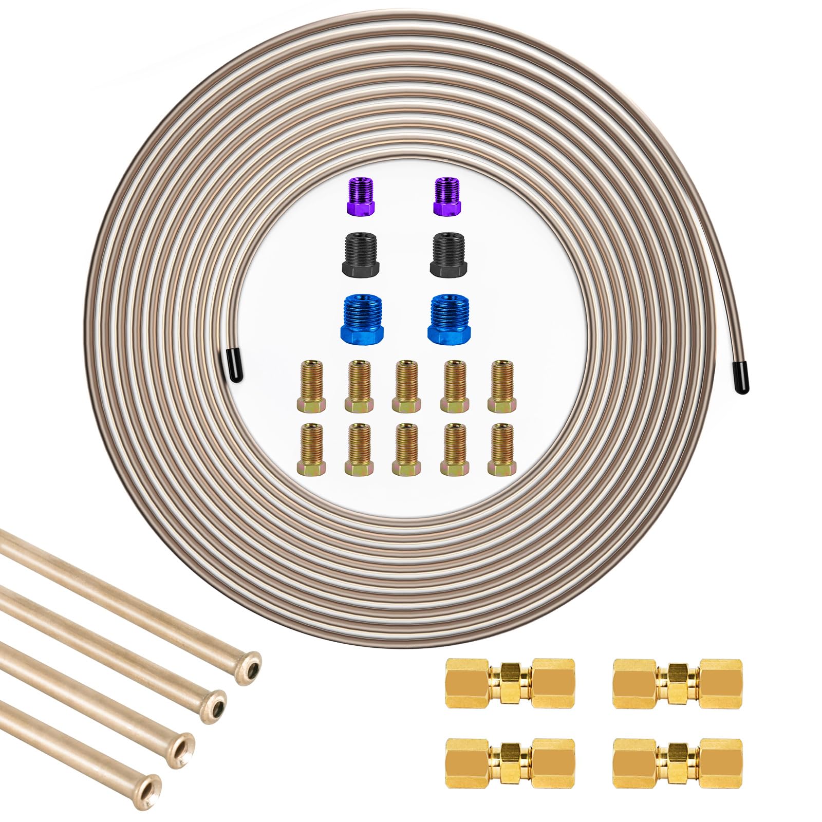 Amazon.com: MuHize Copper Nickel Brake Line Repair Kit - Upgraded 1/4 ...