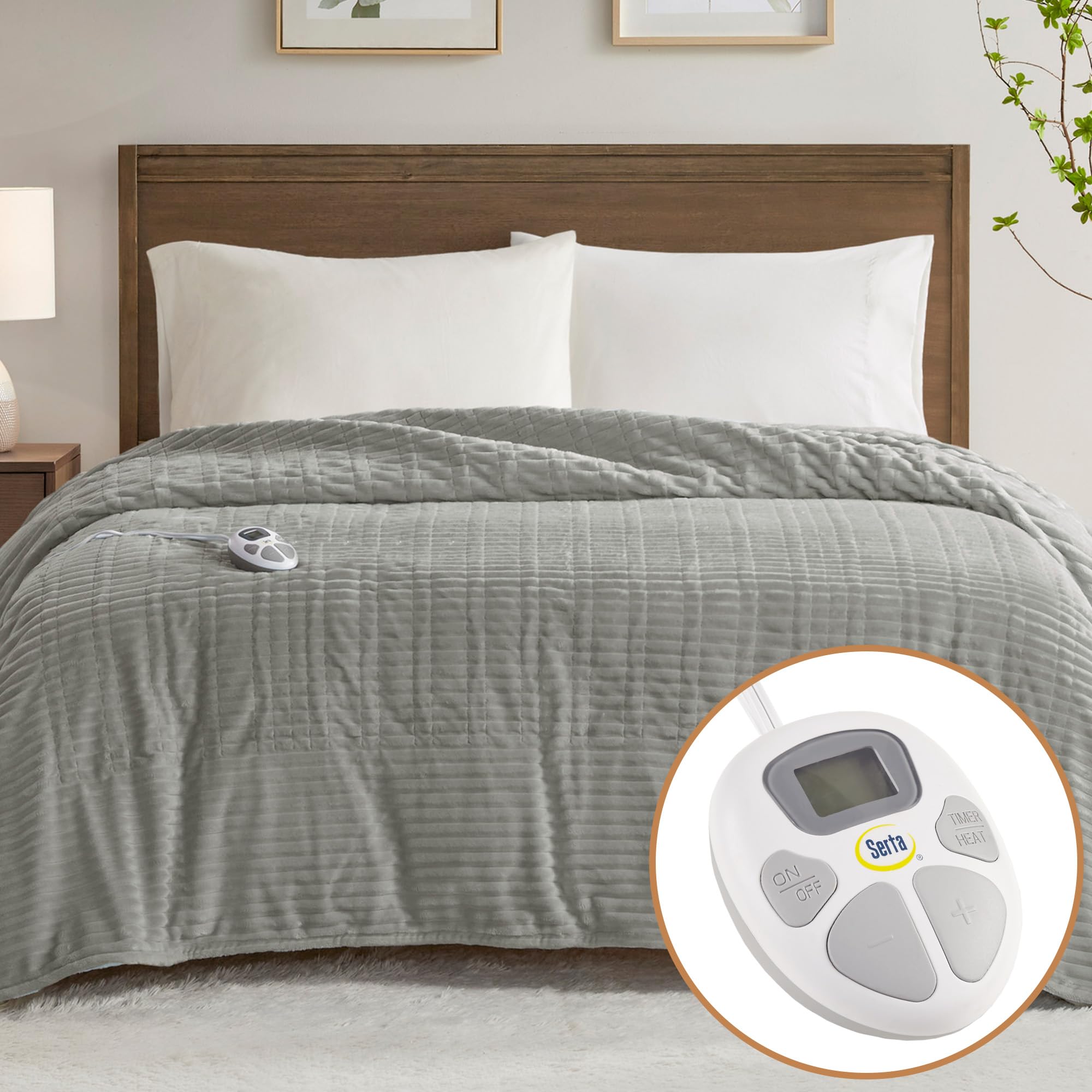 Amazon.com: Serta Heated Blanket, Eletric Full Size Blanket, Soft ...