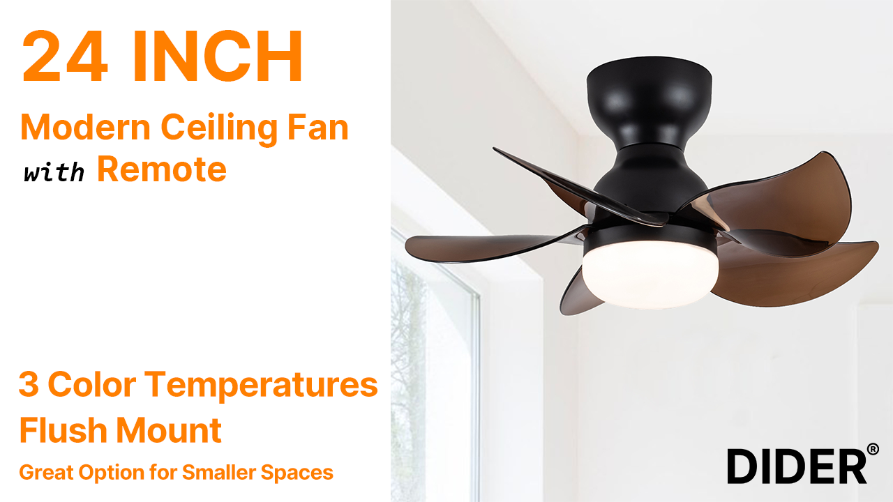 Watch DIDER 24＇＇ Flush Mount Ceiling Fan with Lights and Remote on ...