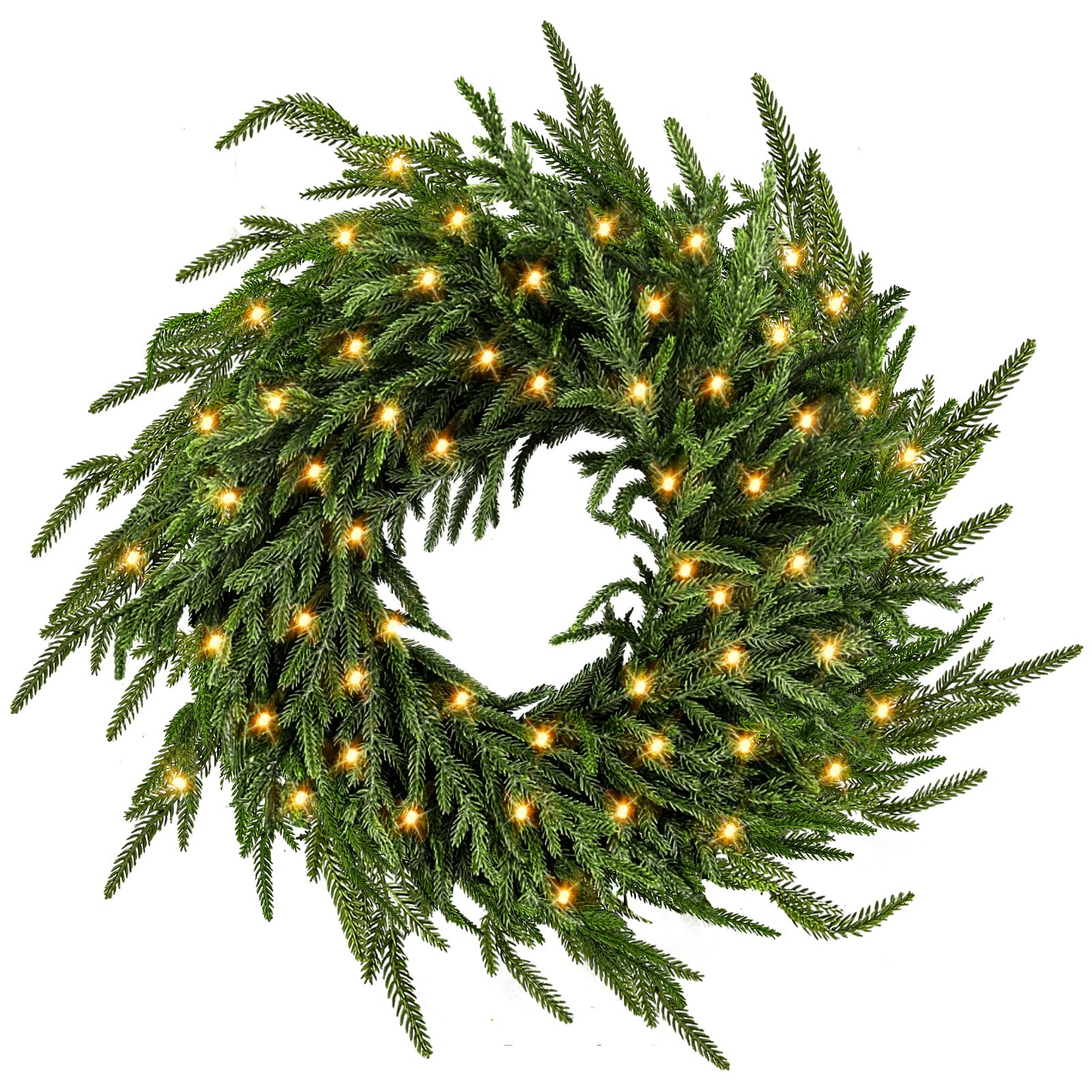 Amazon.com: 24" Prelit Christmas Wreath for Front Door, with 50LED Real ...
